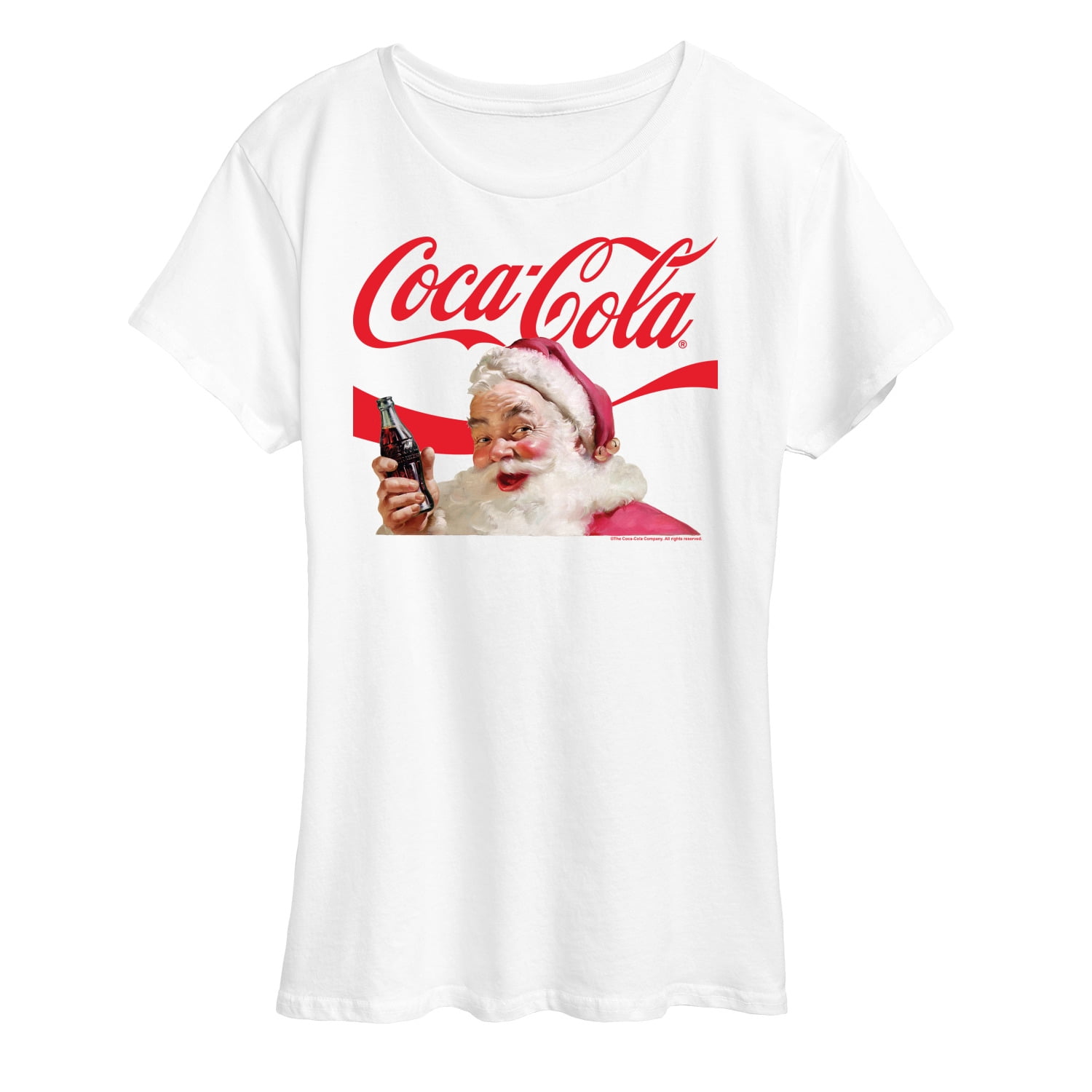 Coca-Cola - Santa Closeup Coca Cola Logo - Women's Short Sleeve Graphic ...