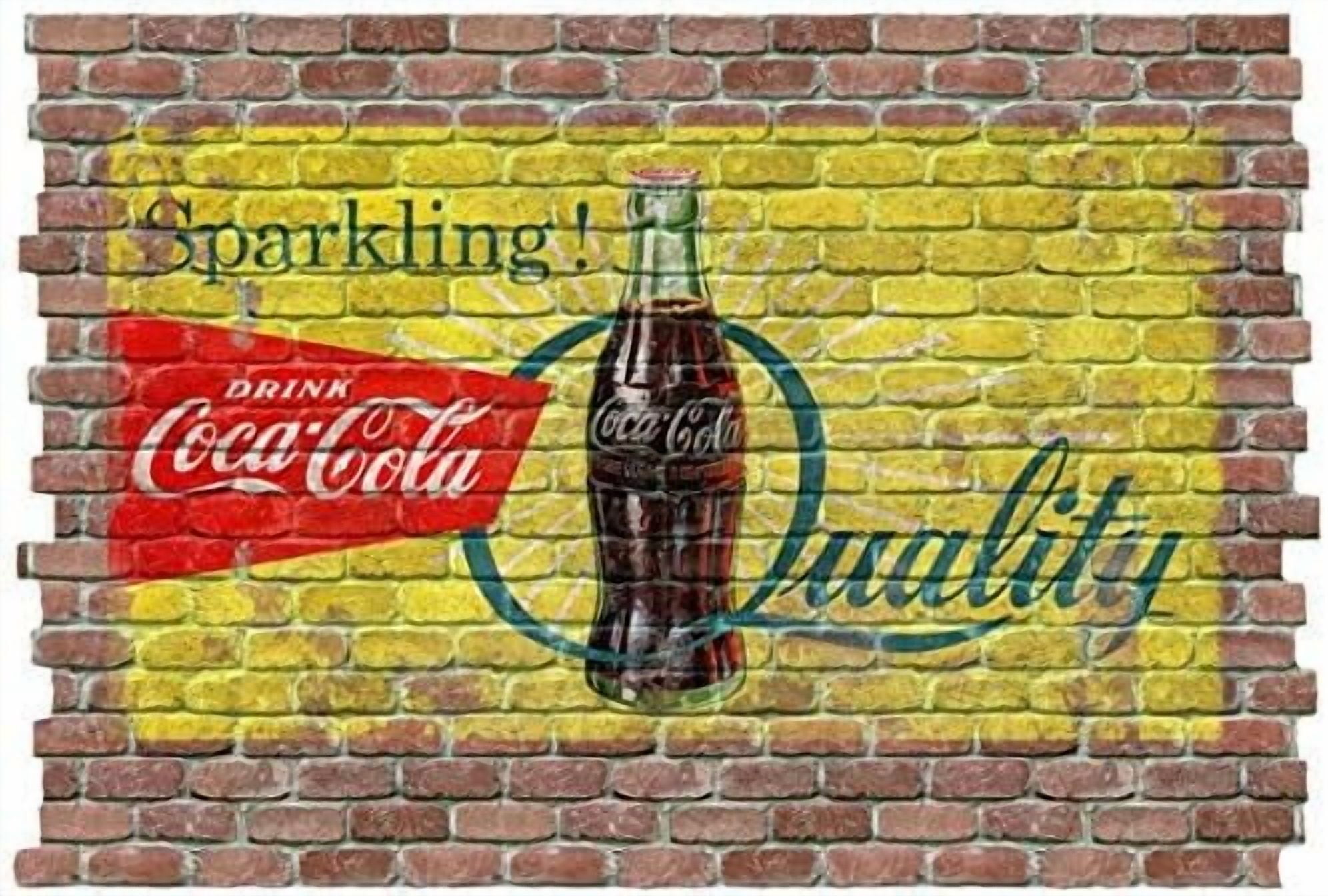 Coca-Cola Sparkling Quality Ghost Sign Graphic Faux Brick Mural Large ...