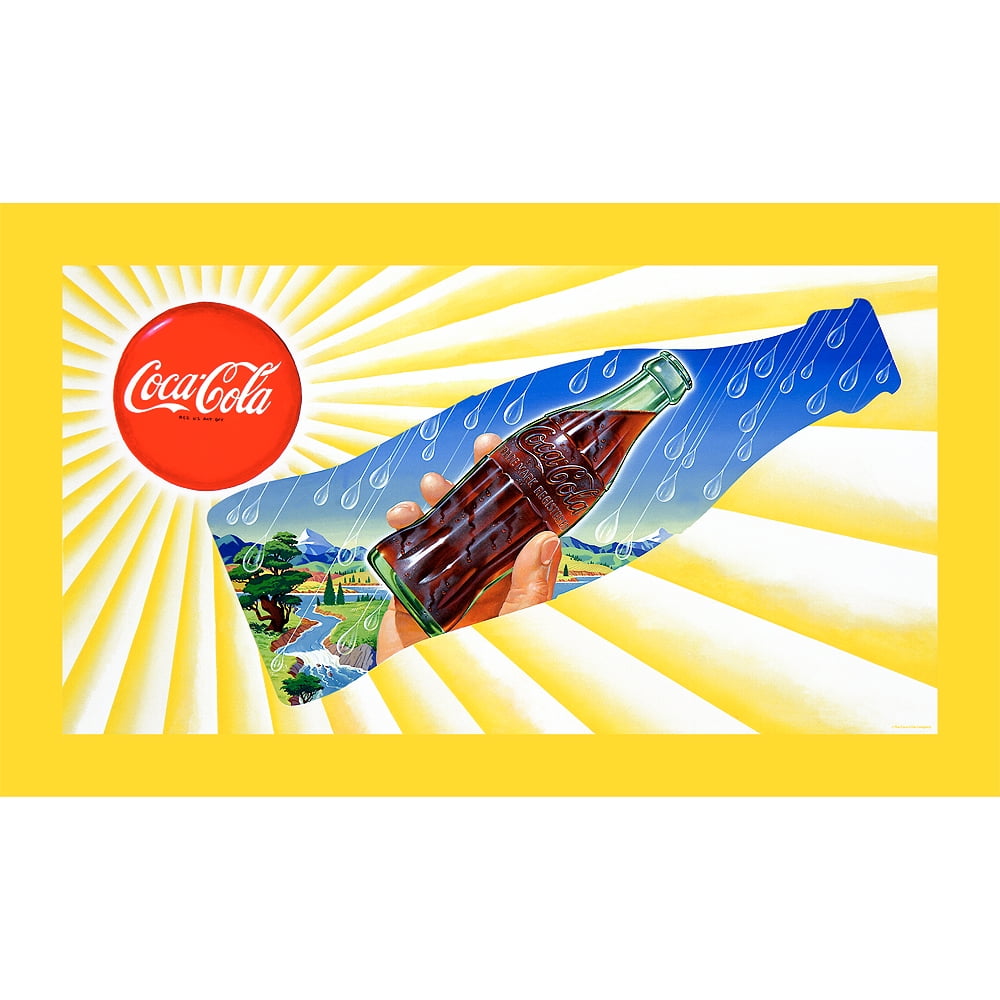 'Coca-Cola Sun and Rain Bottle' Vintage Advertisement on Canvas, 20" H ...
