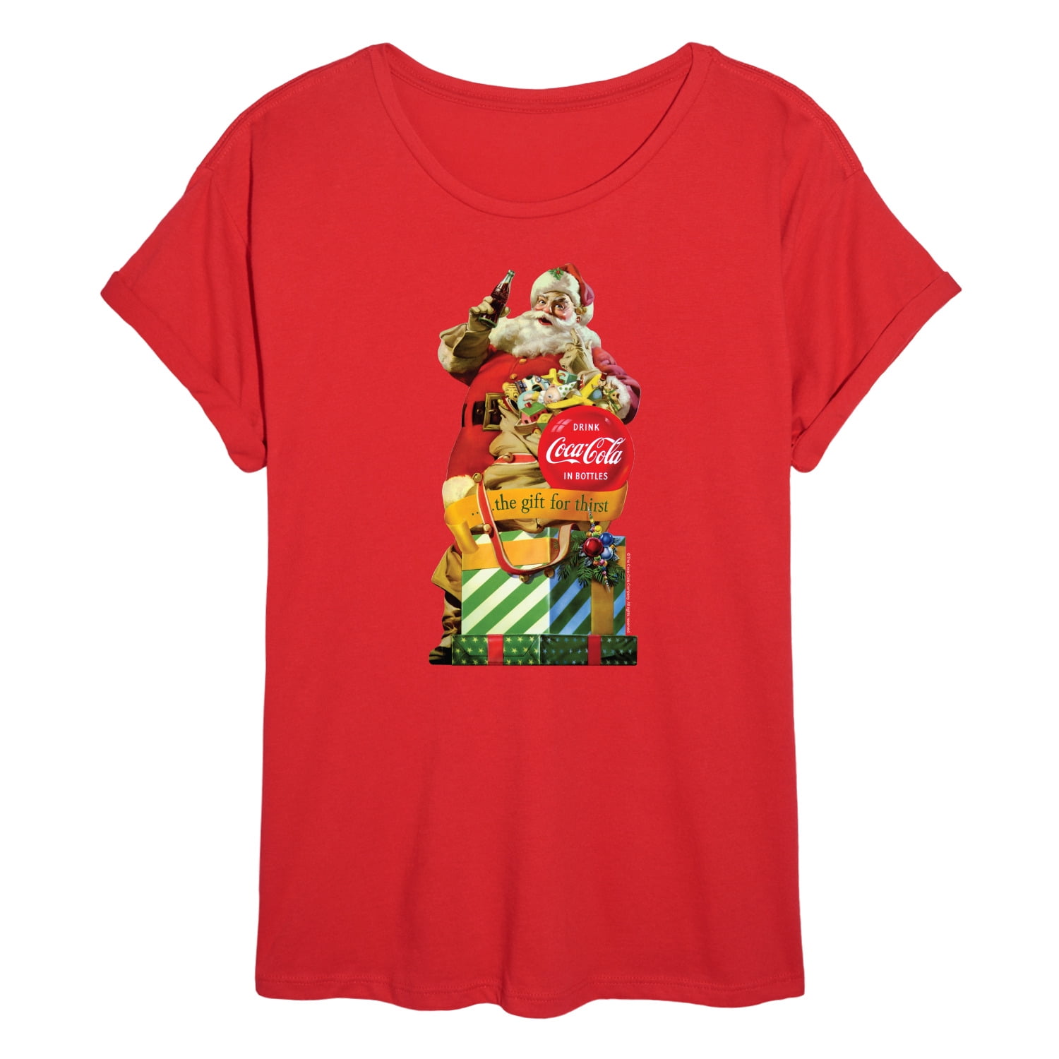 Coca-Cola - Vintage Santa Gift For Thirst - Women's Oversized Graphic T ...