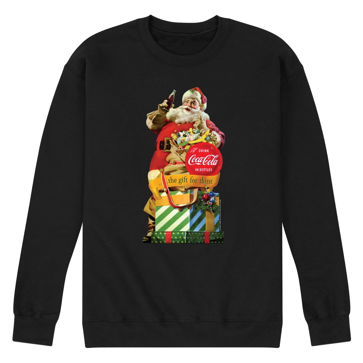 Coca-Cola - Vintage Santa Gift for Thirst - Men's Long Sleeve Crew ...