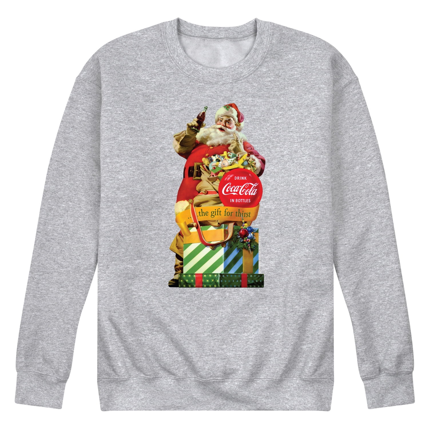 Coca-Cola - Vintage Santa Gift for Thirst - Men's Long Sleeve Crew ...