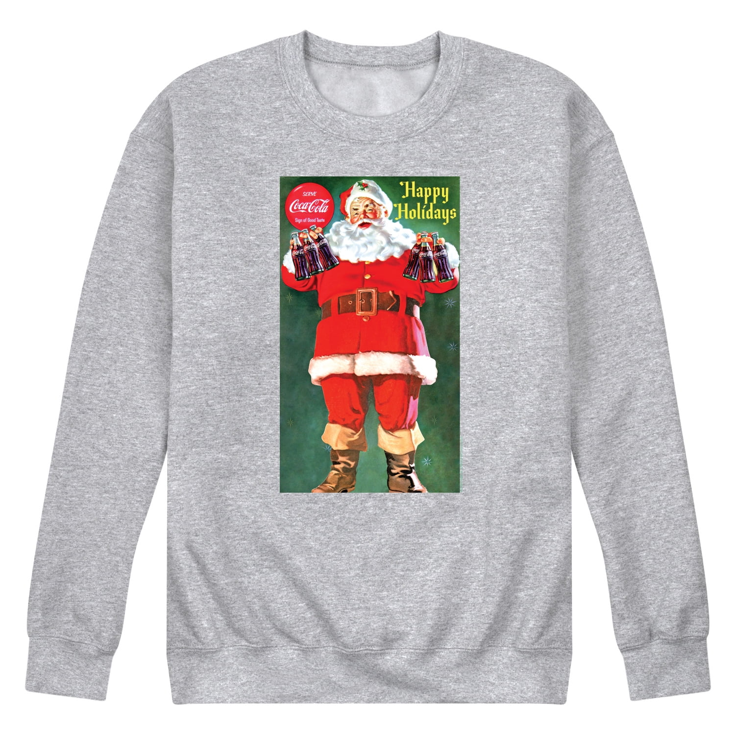 Coca-Cola - Vintage Santa With Coca Cola Bottles - Men's Crew Neck ...