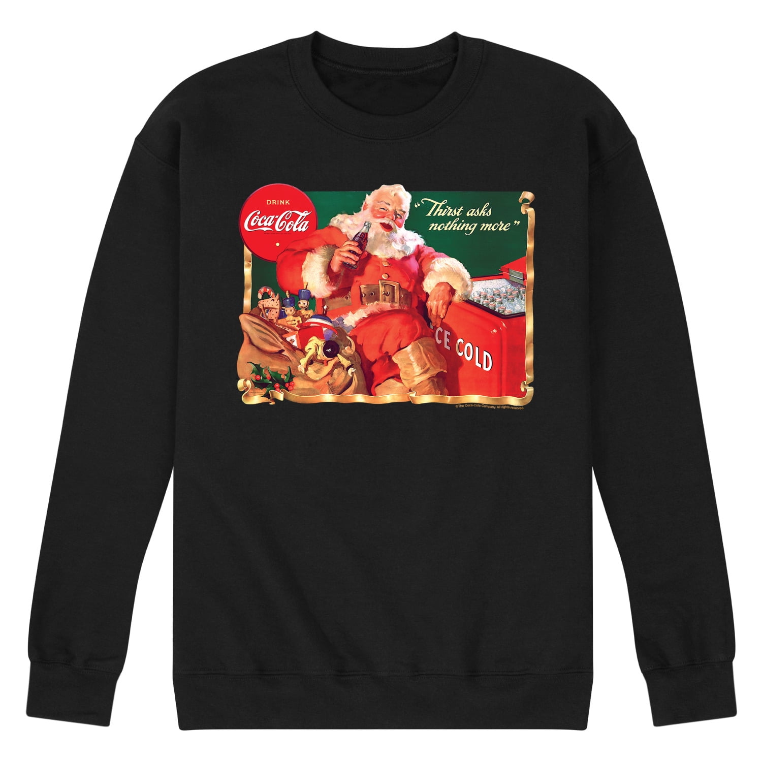Coca-Cola - Vintage Santa With Coca Cola Ice Cooler - Men's Crew Neck ...