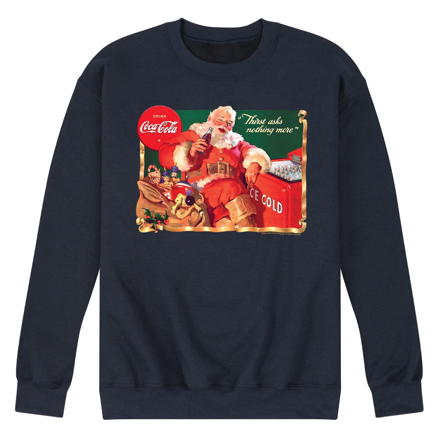 Coca-Cola - Vintage Santa With Coca Cola Ice Cooler - Men's Crew Neck ...