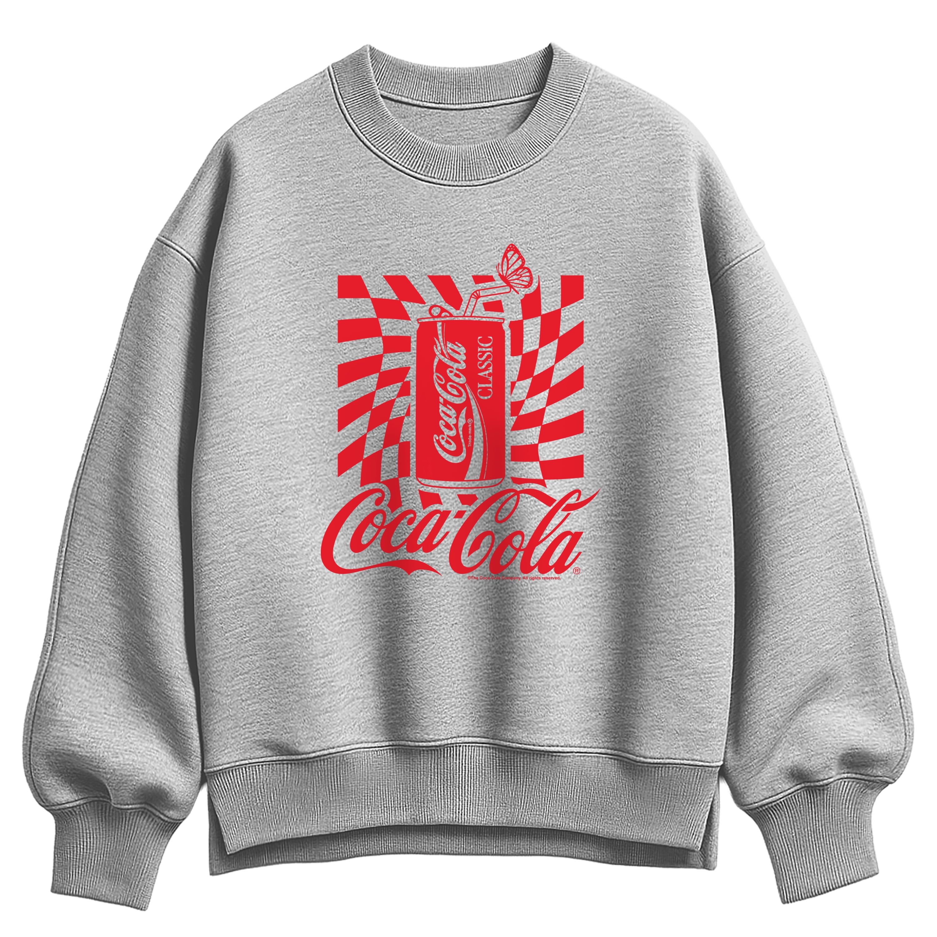 Coca-Cola - Warped Grid With Can - Ladies Oversized Fleece Crew ...