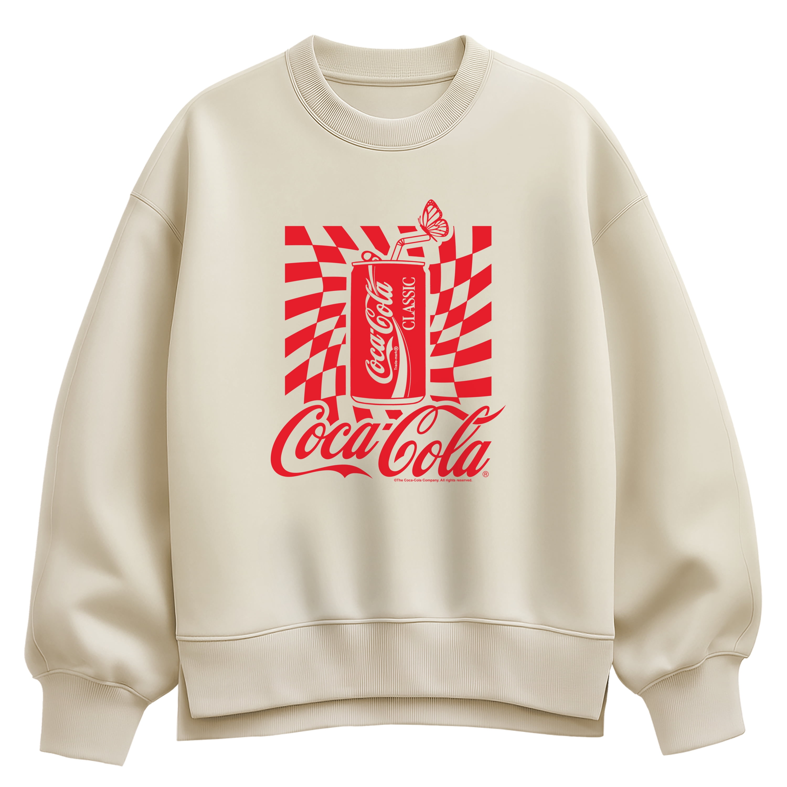 Coca-Cola - Warped Grid With Can - Ladies Oversized Fleece Crew ...
