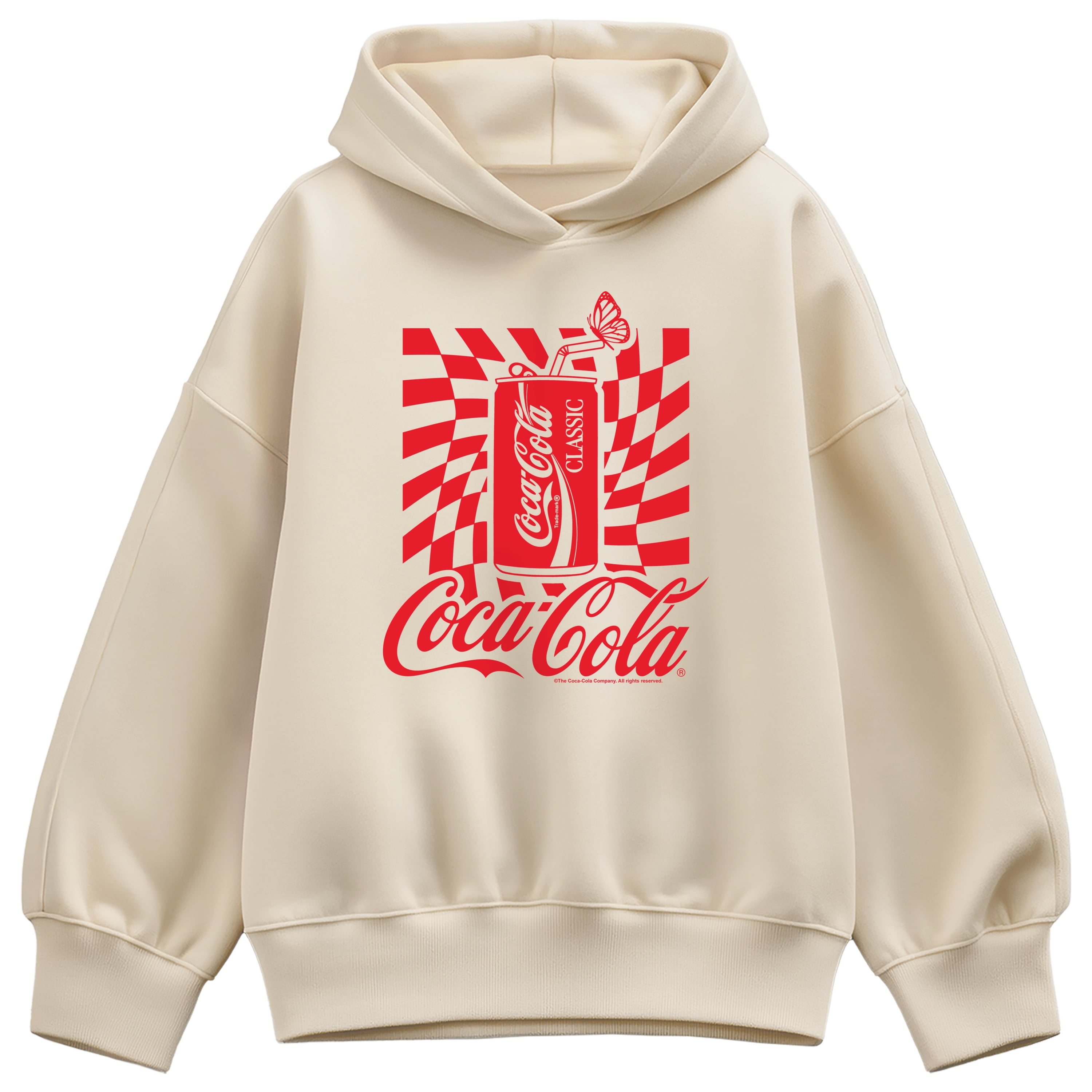 Coca-Cola - Warped Grid With Can - Ladies Oversized Fleece Hoodie ...
