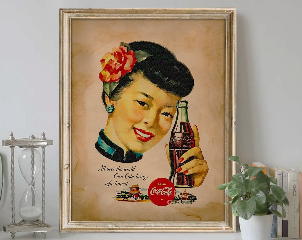 Coca Cola Woman Vintage Art Print, Coca Cola Wall Decor, Coca Cola ...