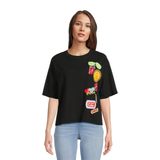Coca-Cola Women’s Multi Patch Graphic Tee with Short Sleeves, Sizes XS-XXXL - Walmart.com