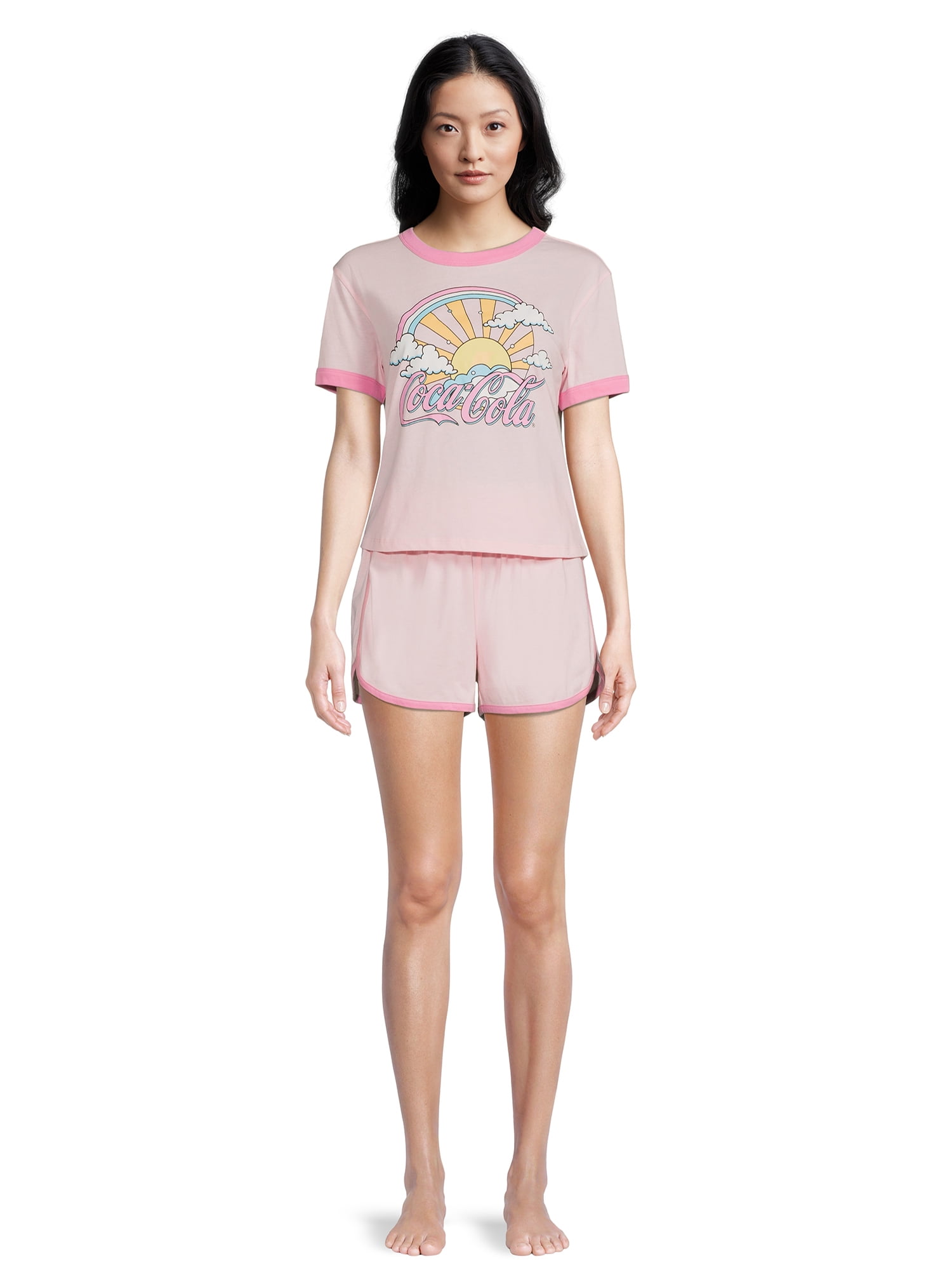 Coca-Cola Women's Ringer Tee and Lounge Set, 2-Piece - Walmart.com