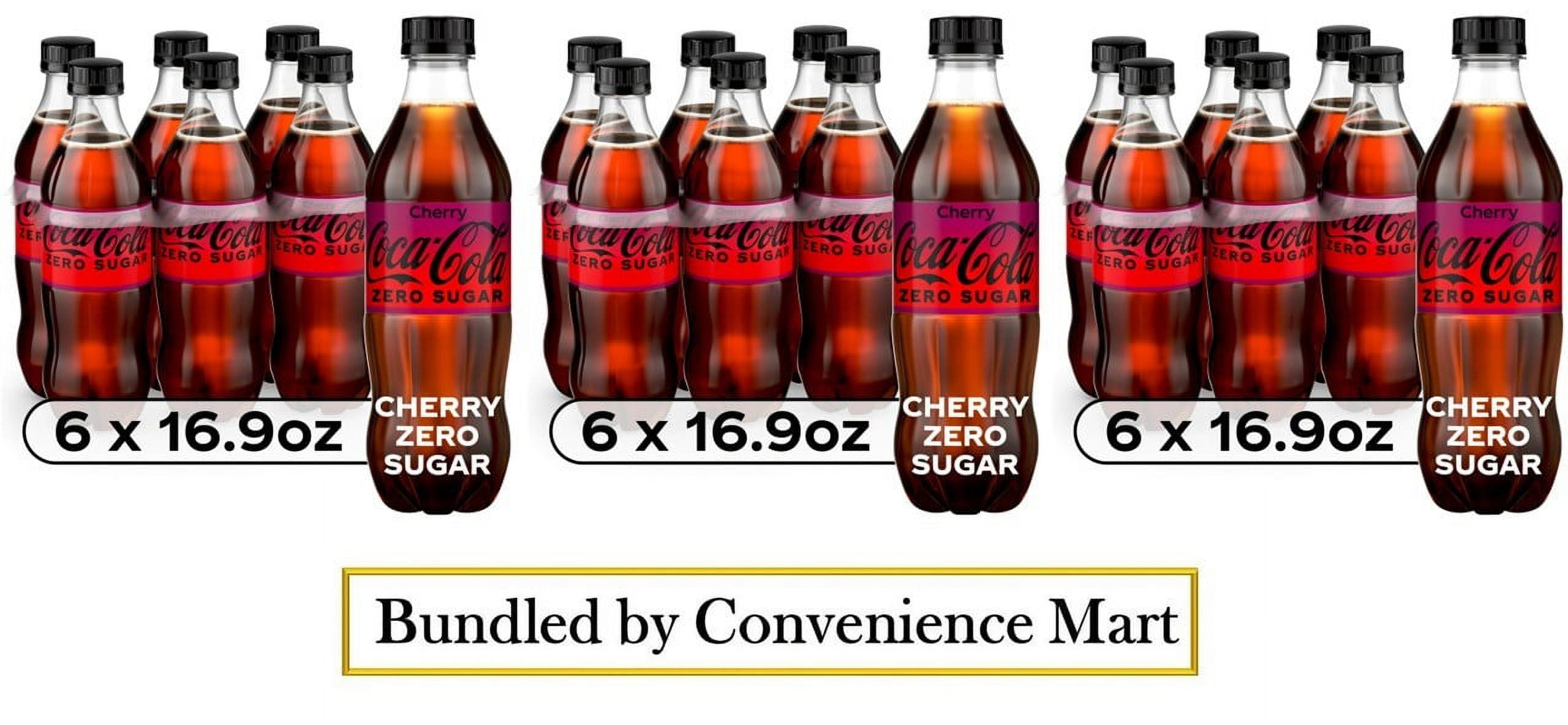 Coca-Cola Zero Sugar Cherry Diet Soda Soft Drink, 16.9 fl oz, 18 Pack (Bundled By Convenience ...