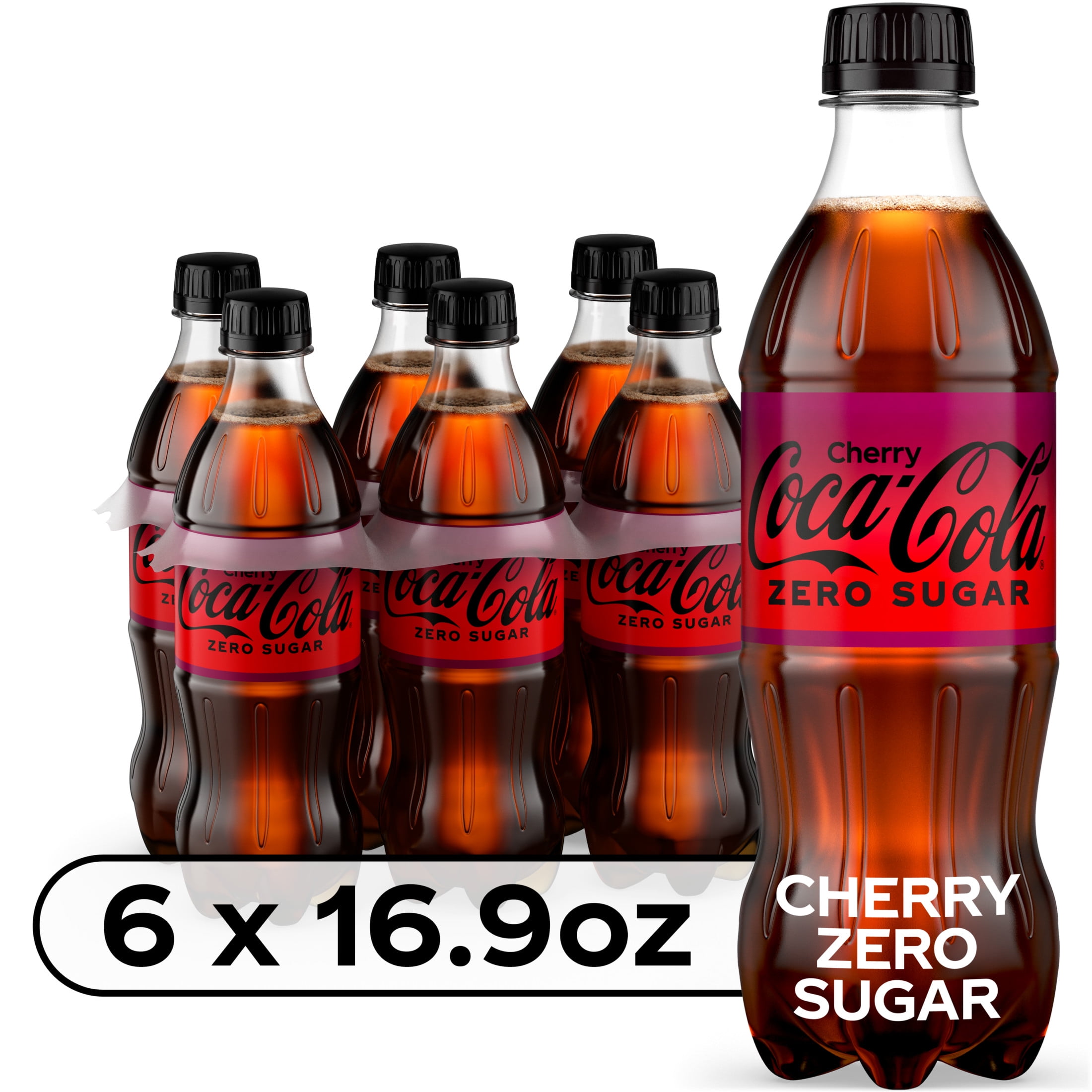 Coca-Cola Zero Sugar Cherry Diet Soda, 16.9 fl oz, 6 Pack Grocery Coke ...