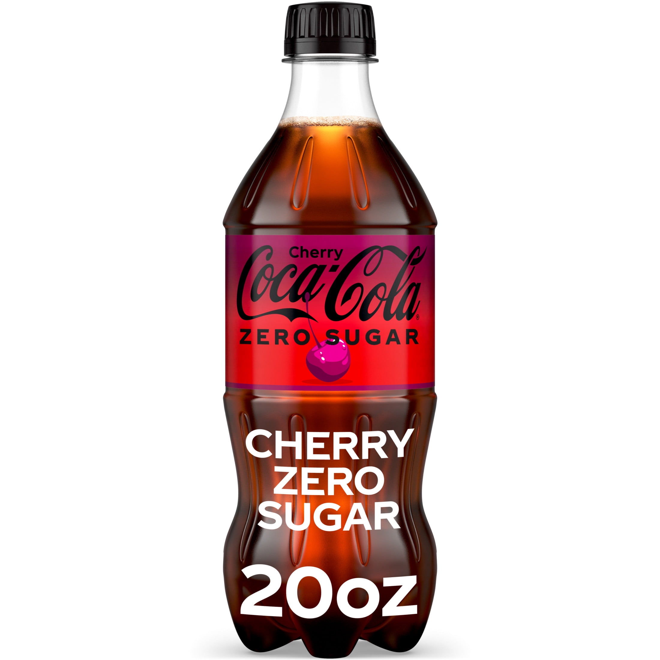 Coca-Cola Zero Sugar Cherry Soda, 20 fl oz cherry flavored soft drink ...