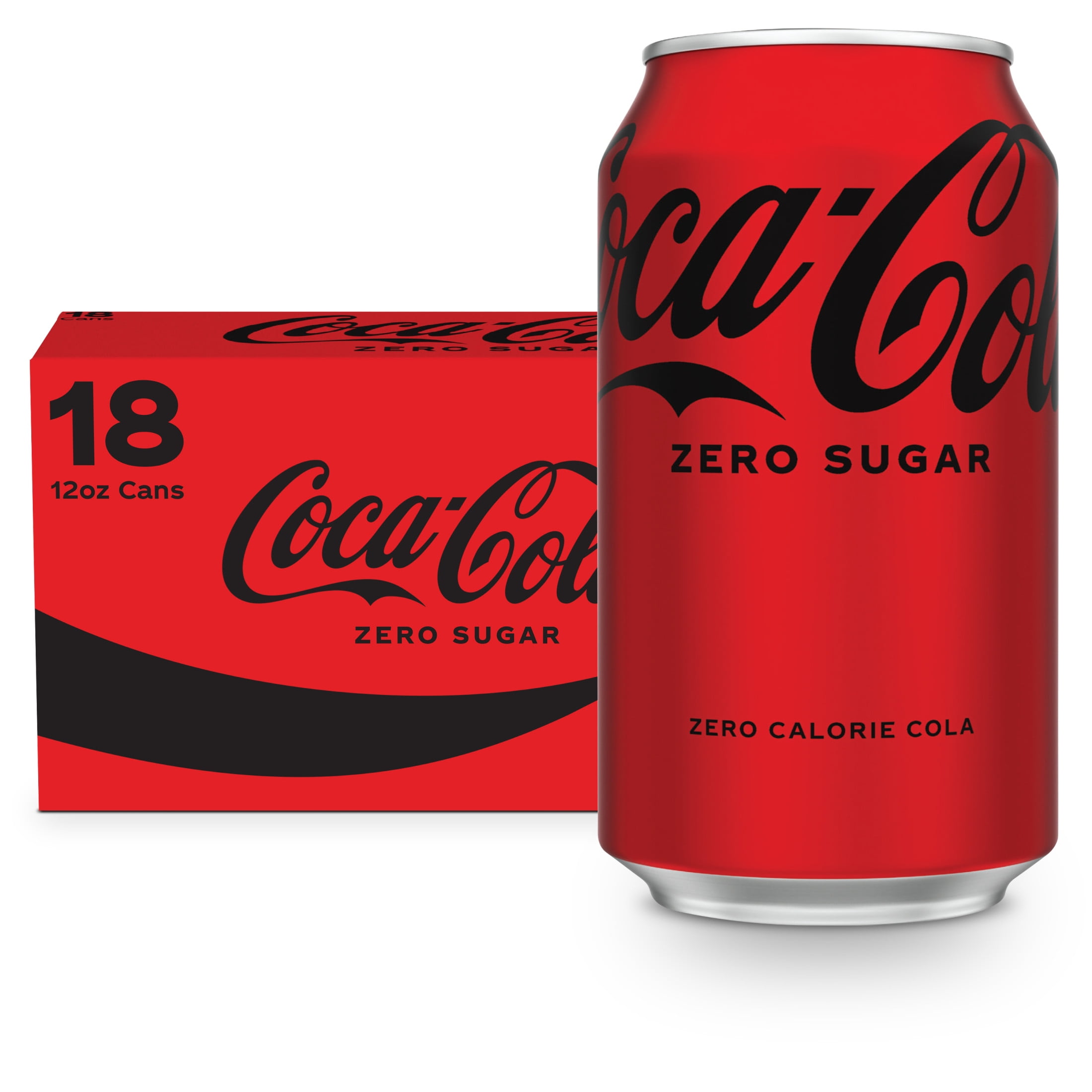 Coca-Cola Zero Sugar Soda Pop, Crisp Taste, 18 Pack Cans (12 fl oz each ...