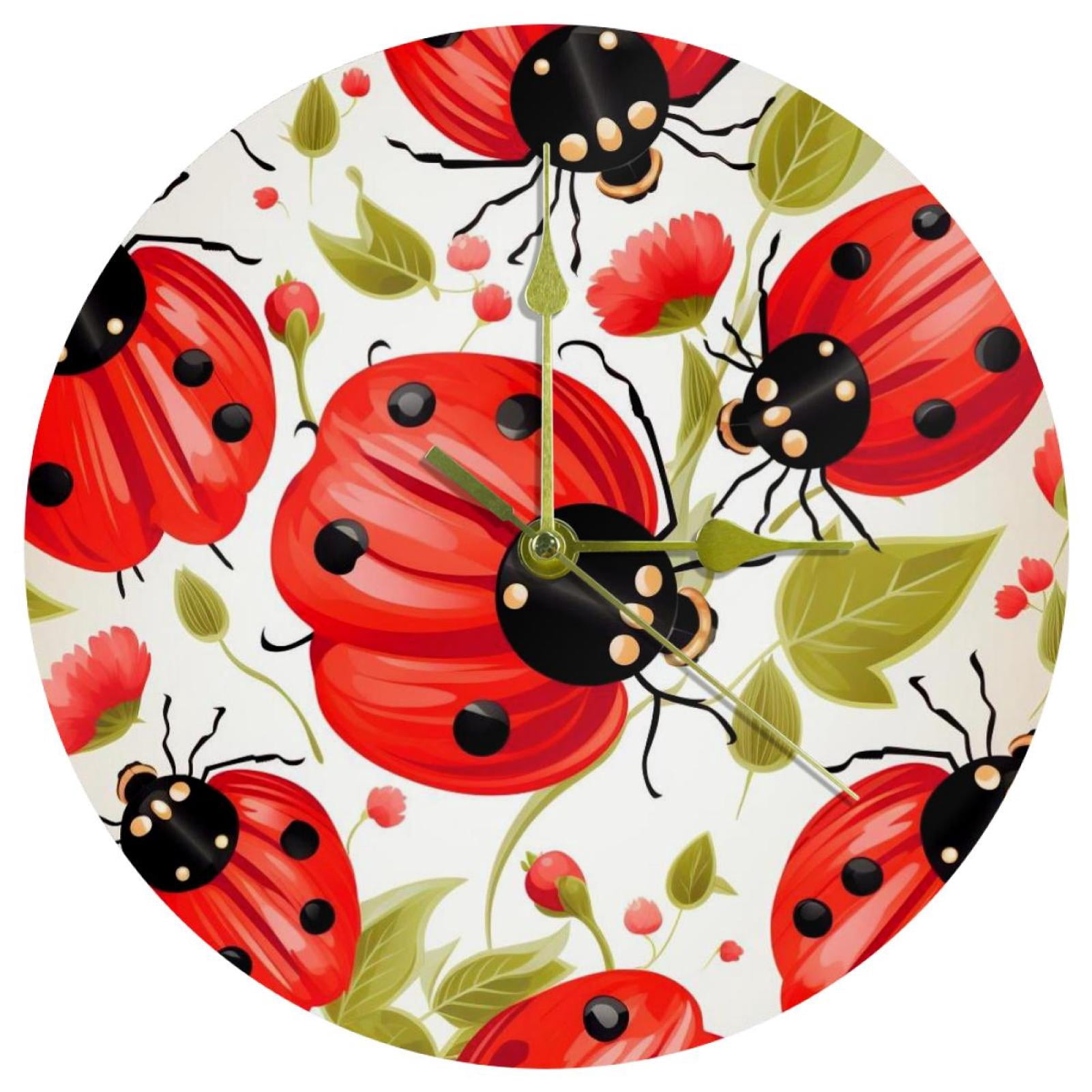 Coccinella septempunctata Wall Clocks: Round Acrylic 9.8 Inches Silent ...