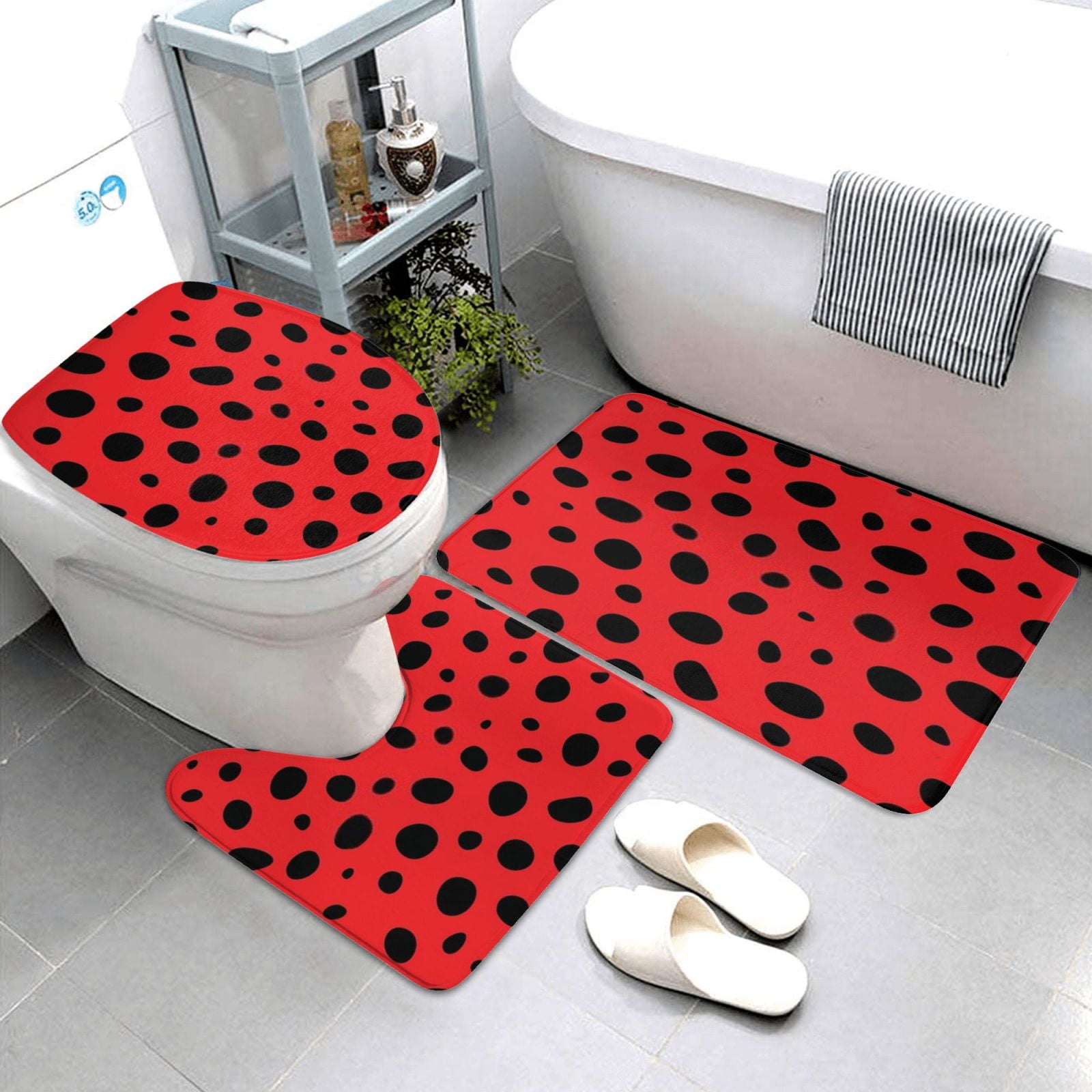 Coccinellidae Ladybirds Beetles Ladybugs Insects Pattern Bath Mat Set 3 ...