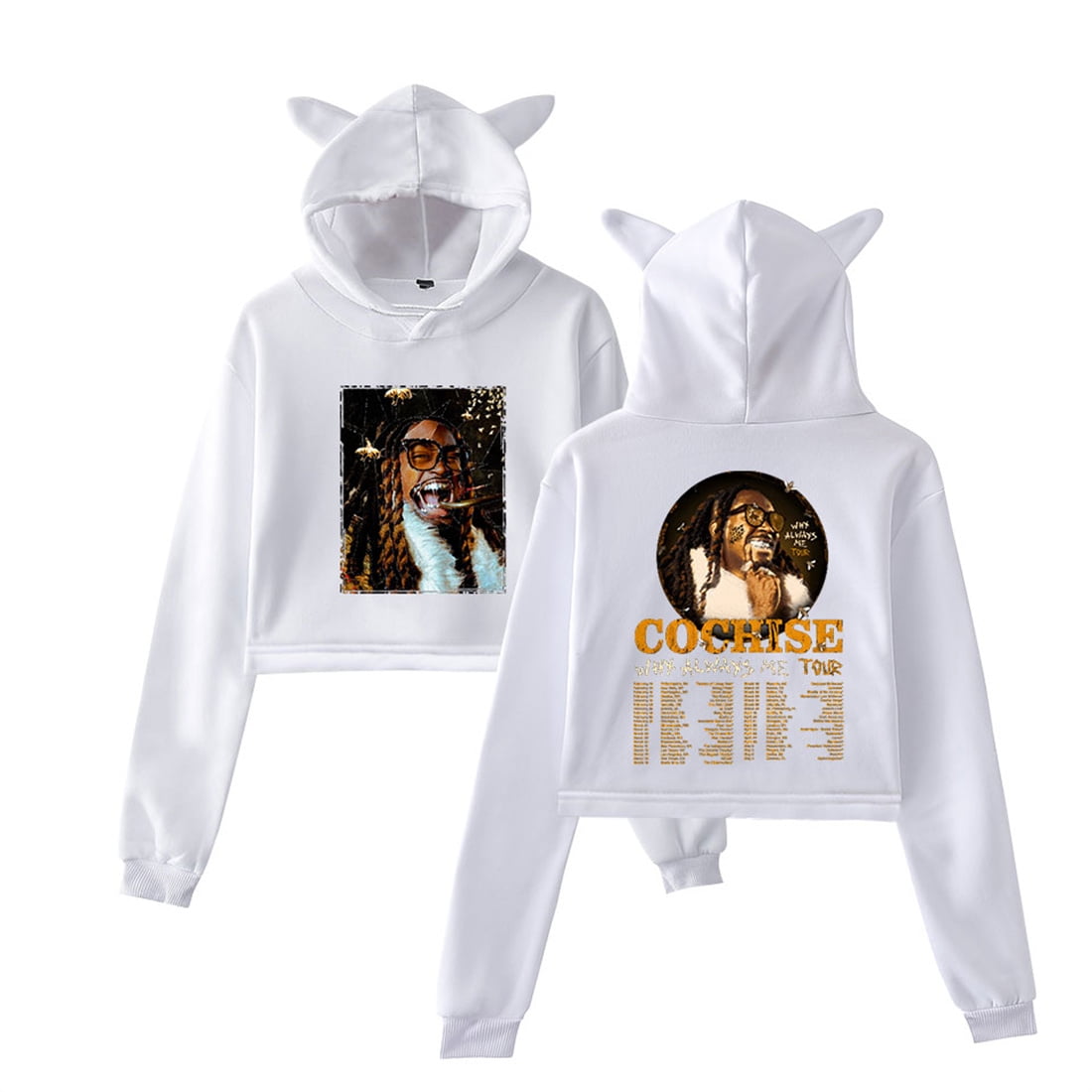 Cochise Why Always Me Tour 2025 Short Hoodies Funny Cat Ear Sweatshirts ...