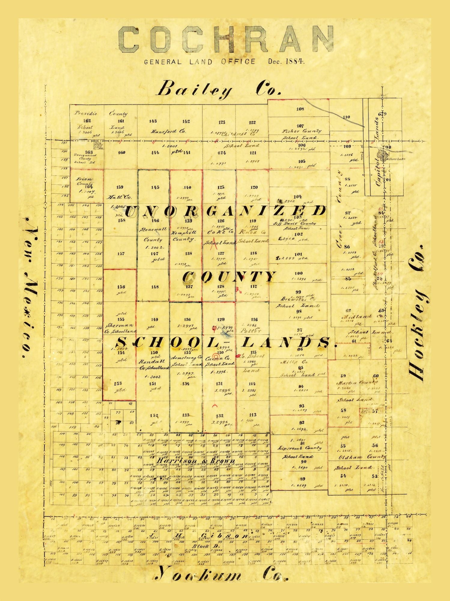 Historic County Map - Cochran County Texas - 1884 - 23 x 30.72 ...