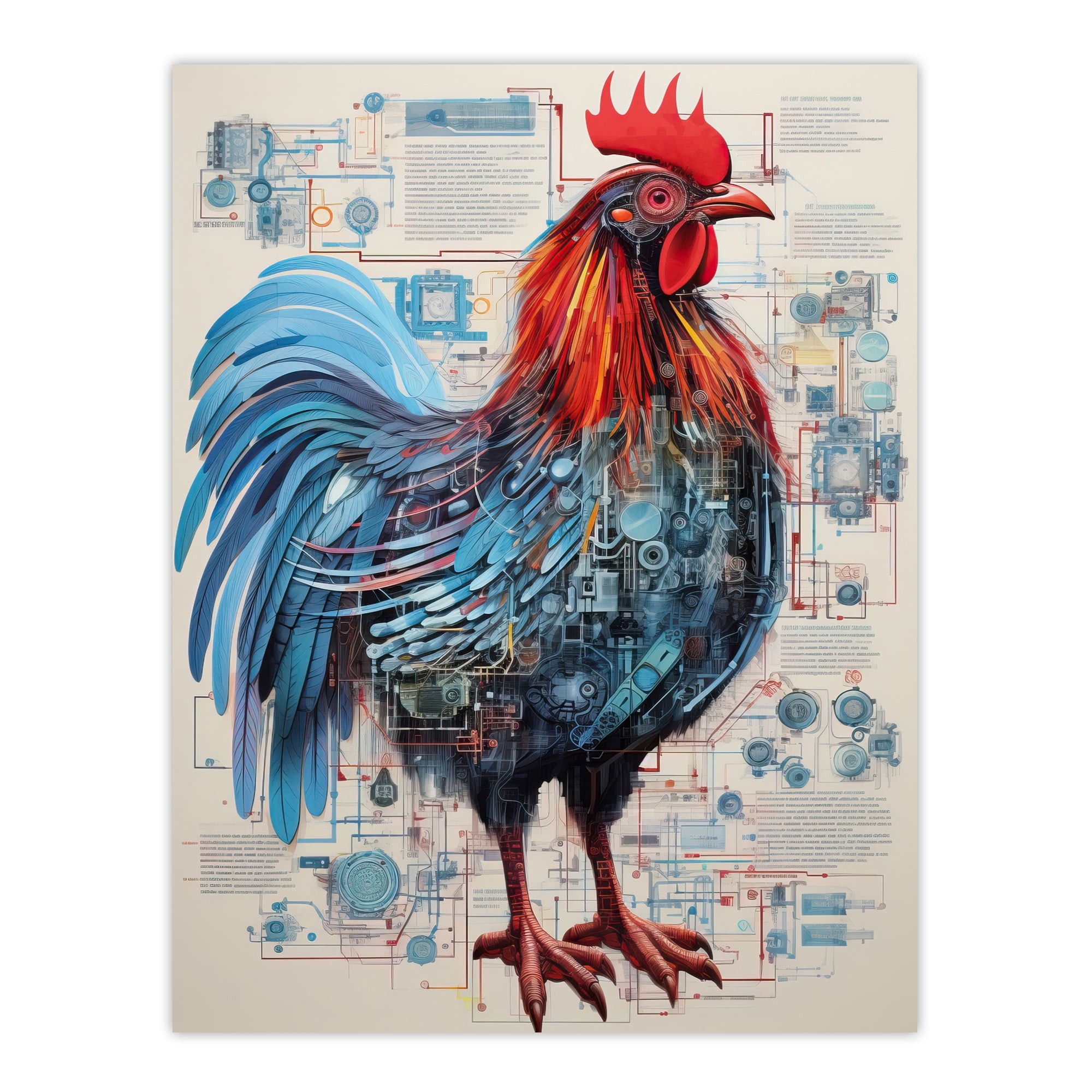 Cock Cockerel Rooster Robot Hybrid Secret Military Schematic Blueprint ...