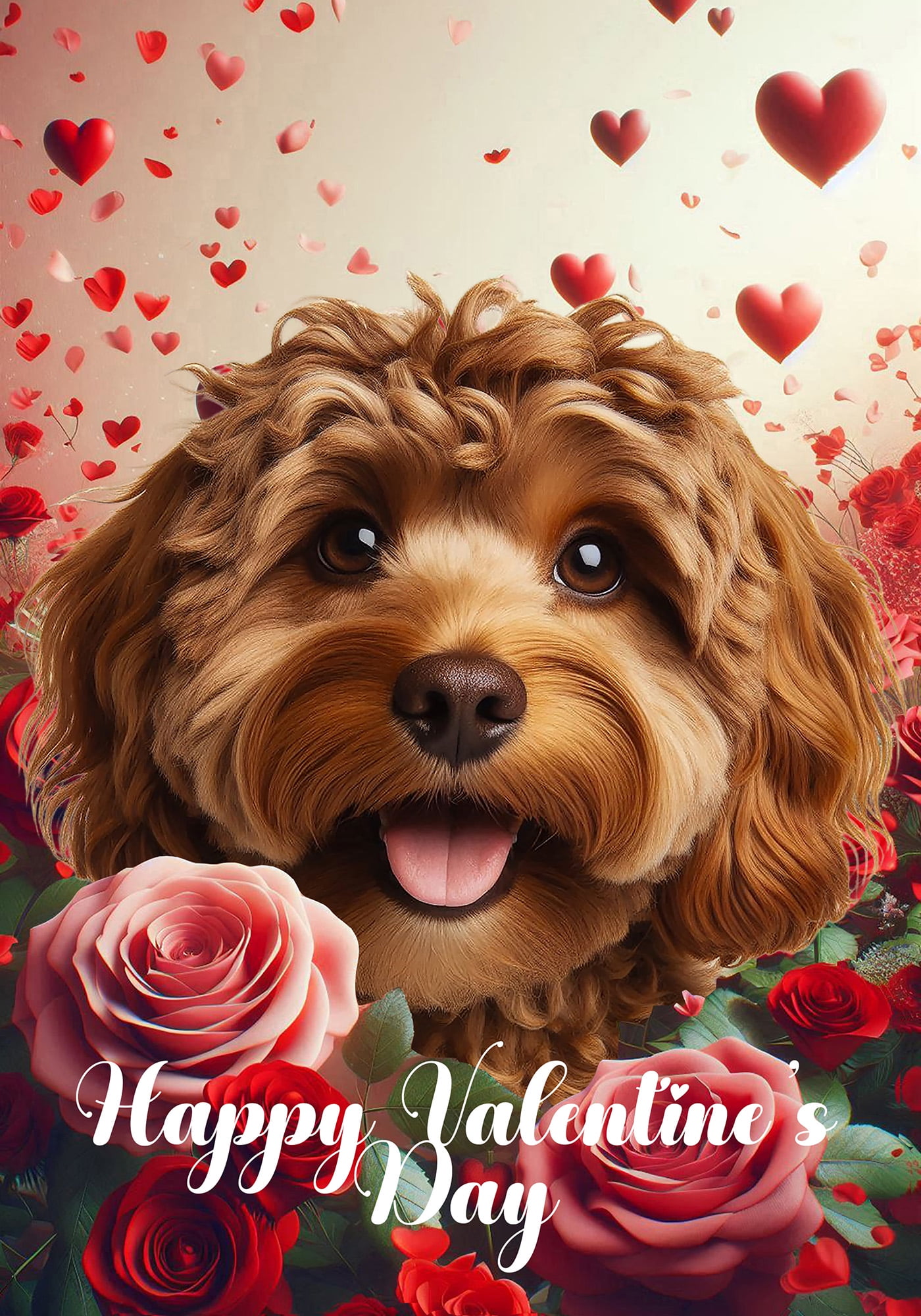 Cockapoo Chocolate - Best of Breed Valentines Day Outdoor Garden Flag ...