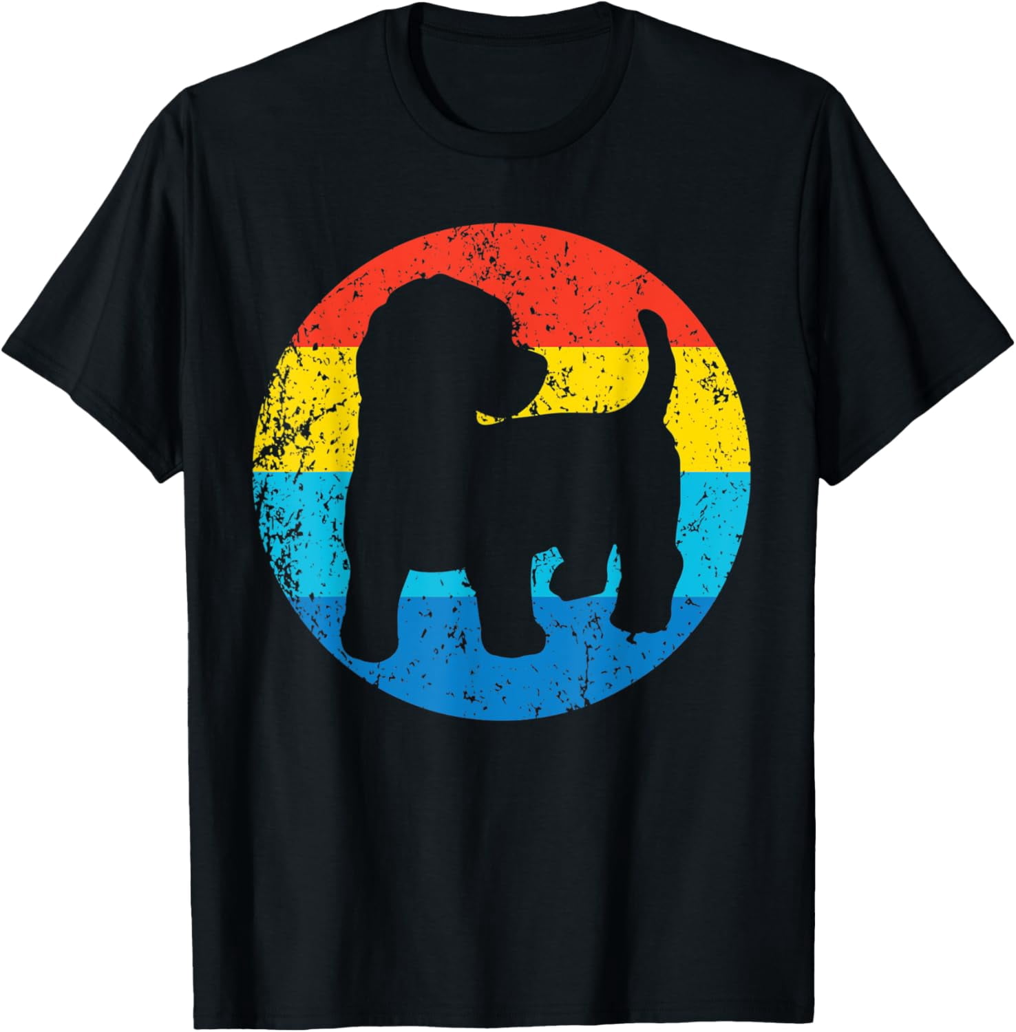 Cockapoo Dog Breed Silhouette Retro 1970's Circle T-Shirt men and women ...