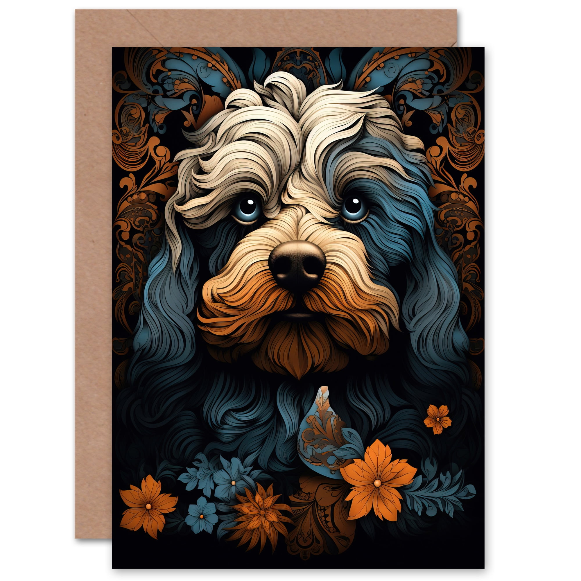 Cockapoo Dog Flower Patterns Art Nouveau for Wife Her Mum Sister ...