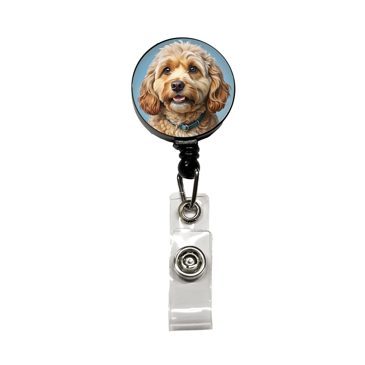 Cockapoo Dog Illustration Retractable Reel ID Badge Key Card Name Tag ...