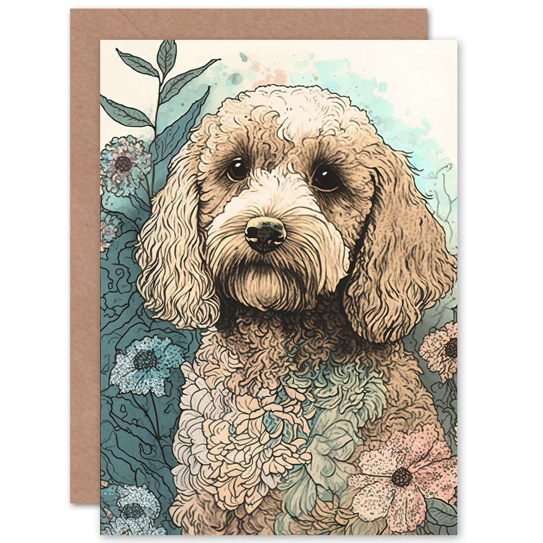 Cockapoo Dog in Wildflower Field Pastel Watercolour Illustration Art ...