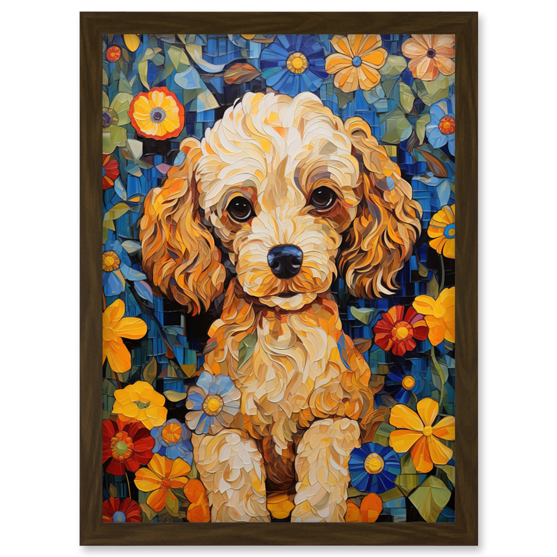 Cockapoo Puppy Oil Painting Colourful Bright Bold Floral Fun Artwork ...