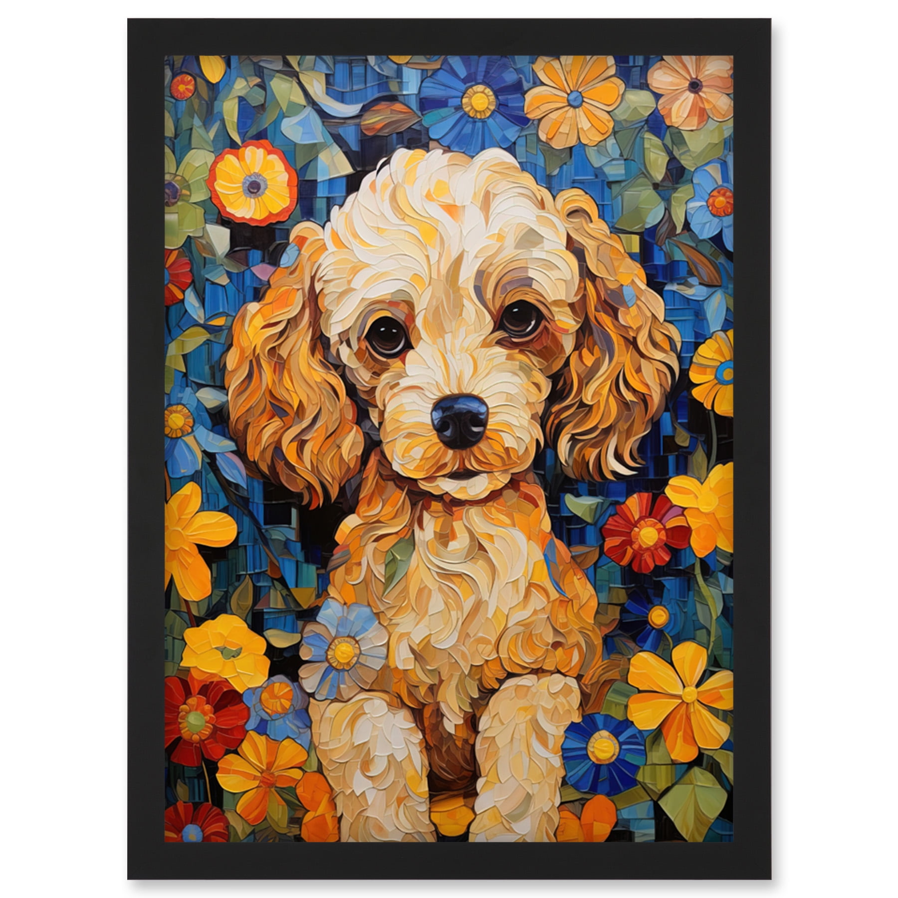 Cockapoo Puppy Oil Painting Colourful Bright Bold Floral Fun Artwork ...