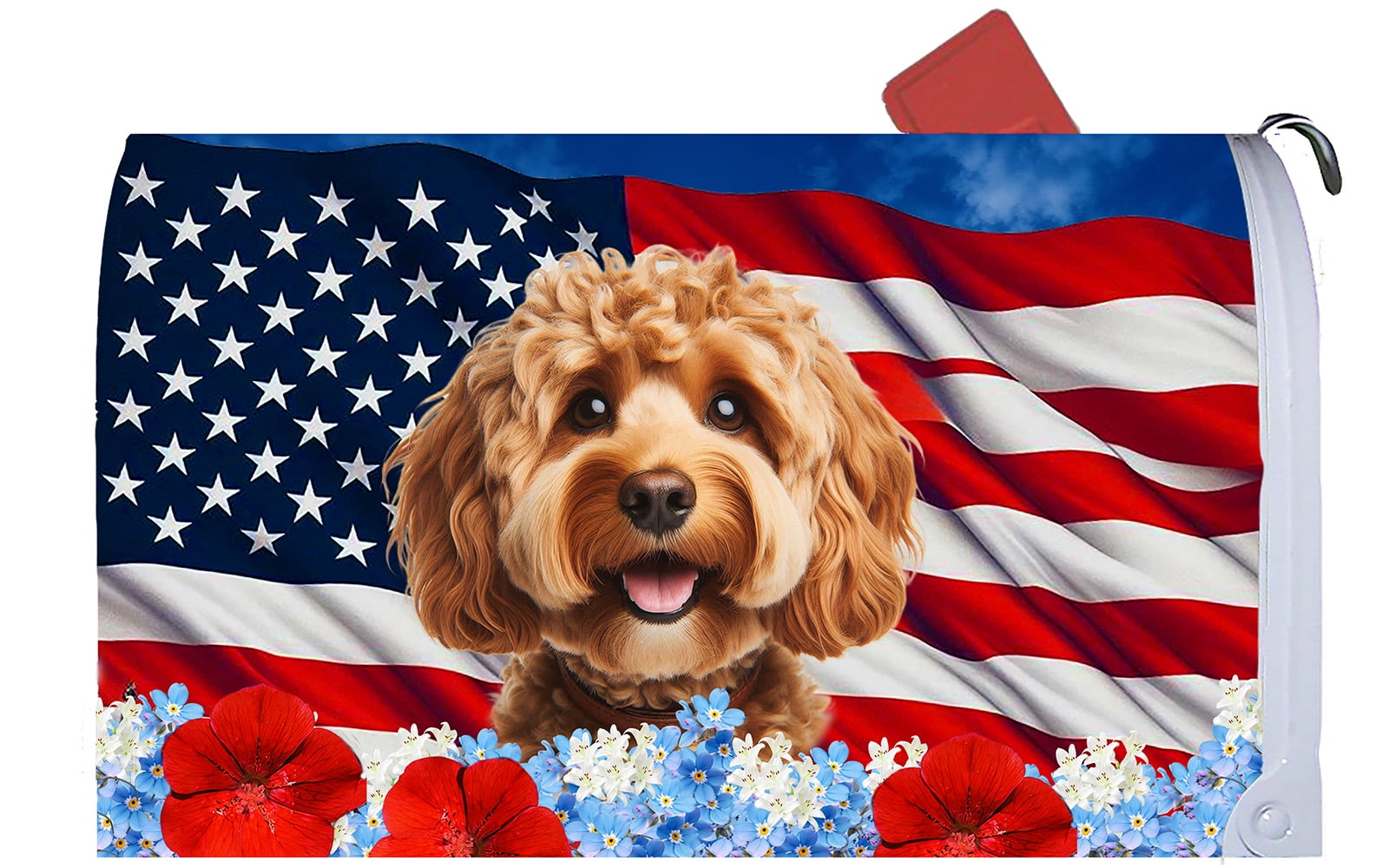 Cockapoo Red - Best of Breed Summer Flowers Dog Breed Mail Box Cover ...