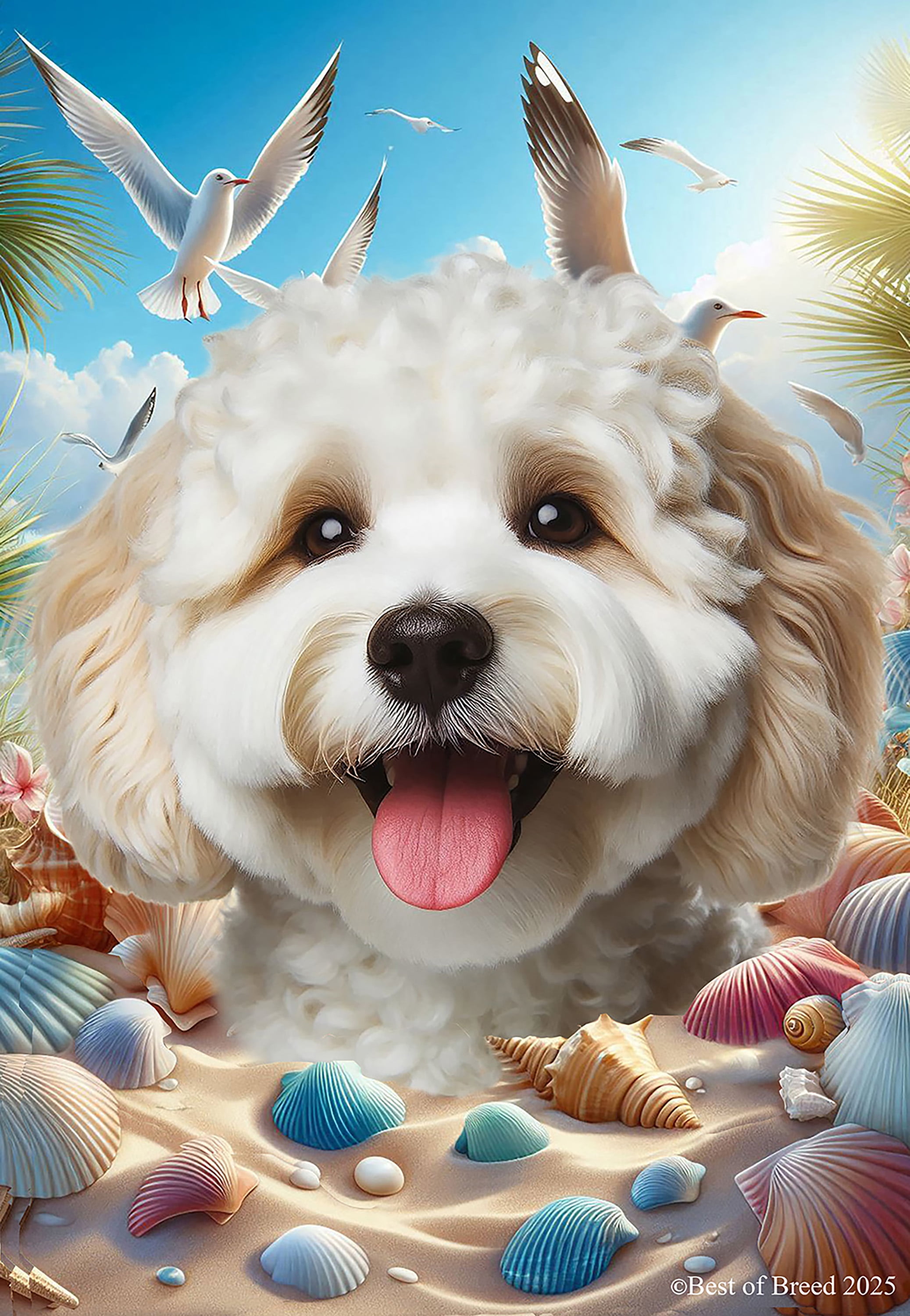 Cockapoo White - Best of Breed Summer Beach Outdoor Garden Flag 12" x ...