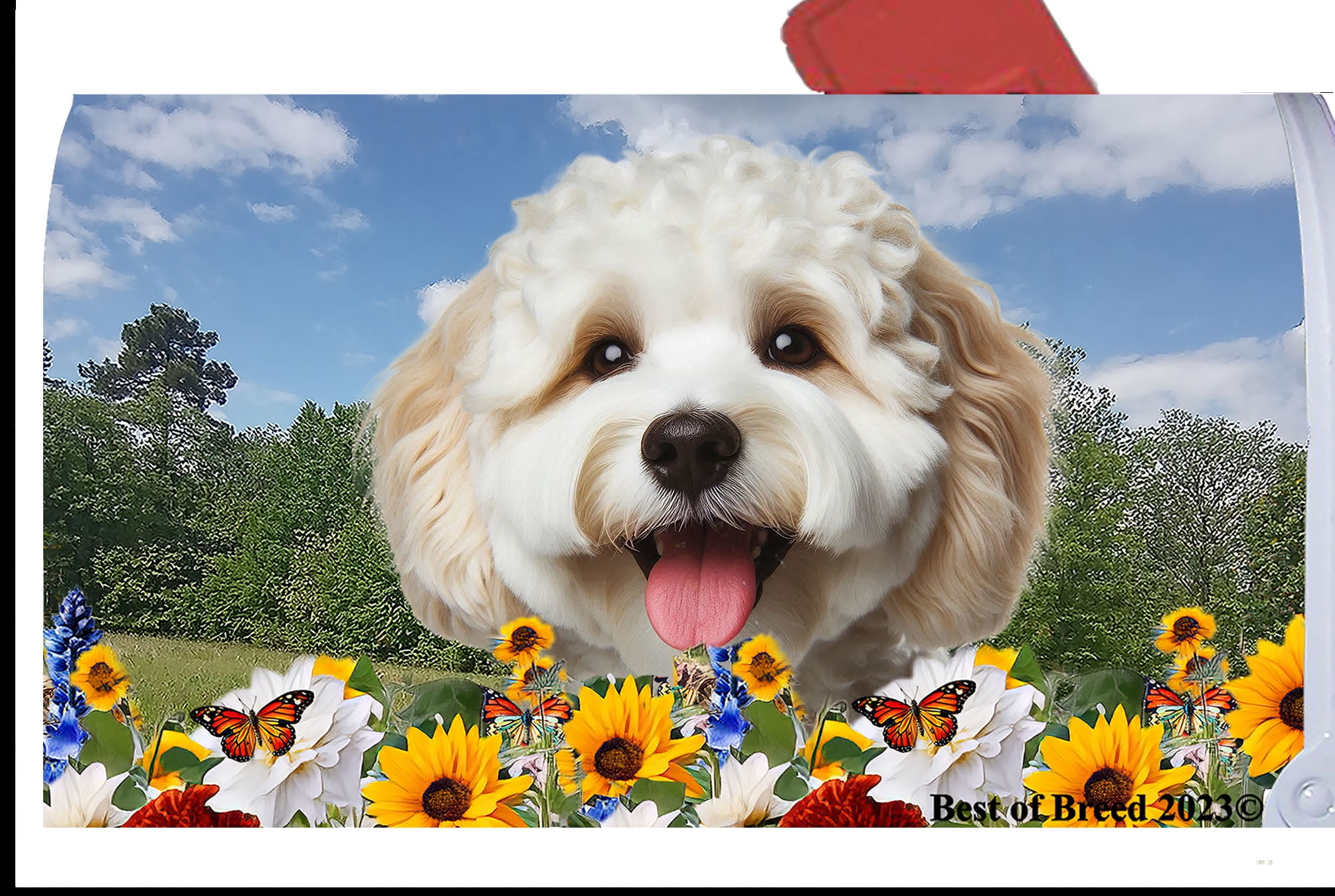 Cockapoo White - Best of Breed Summer Flowers Mailbox Cover Hi-Grade ...