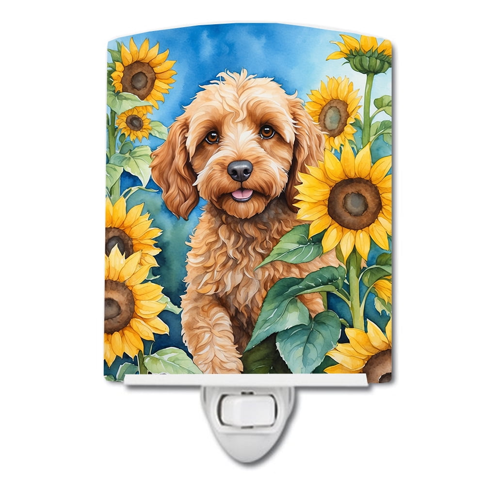 Cockapoo in Sunflowers Ceramic Night Light 4 in x 6 in - Walmart.com
