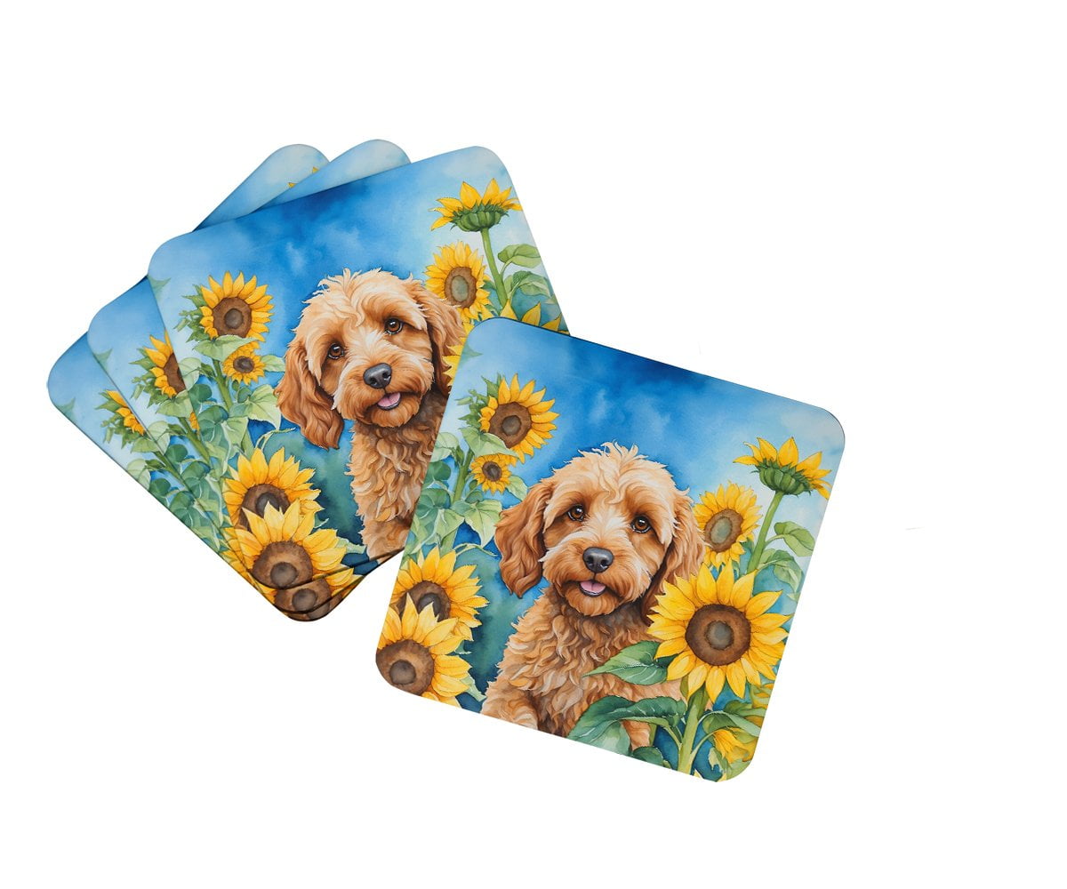 Cockapoo in Sunflowers Foam Coasters 3.5 in x 3.5 in - Walmart.com