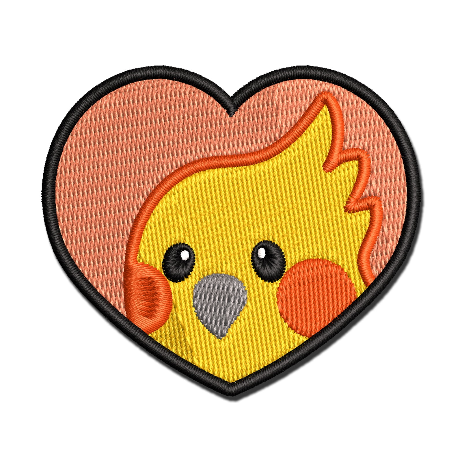 Cockatiel Bird Inside of Heart Applique Multi-Color Embroidered Iron-On ...