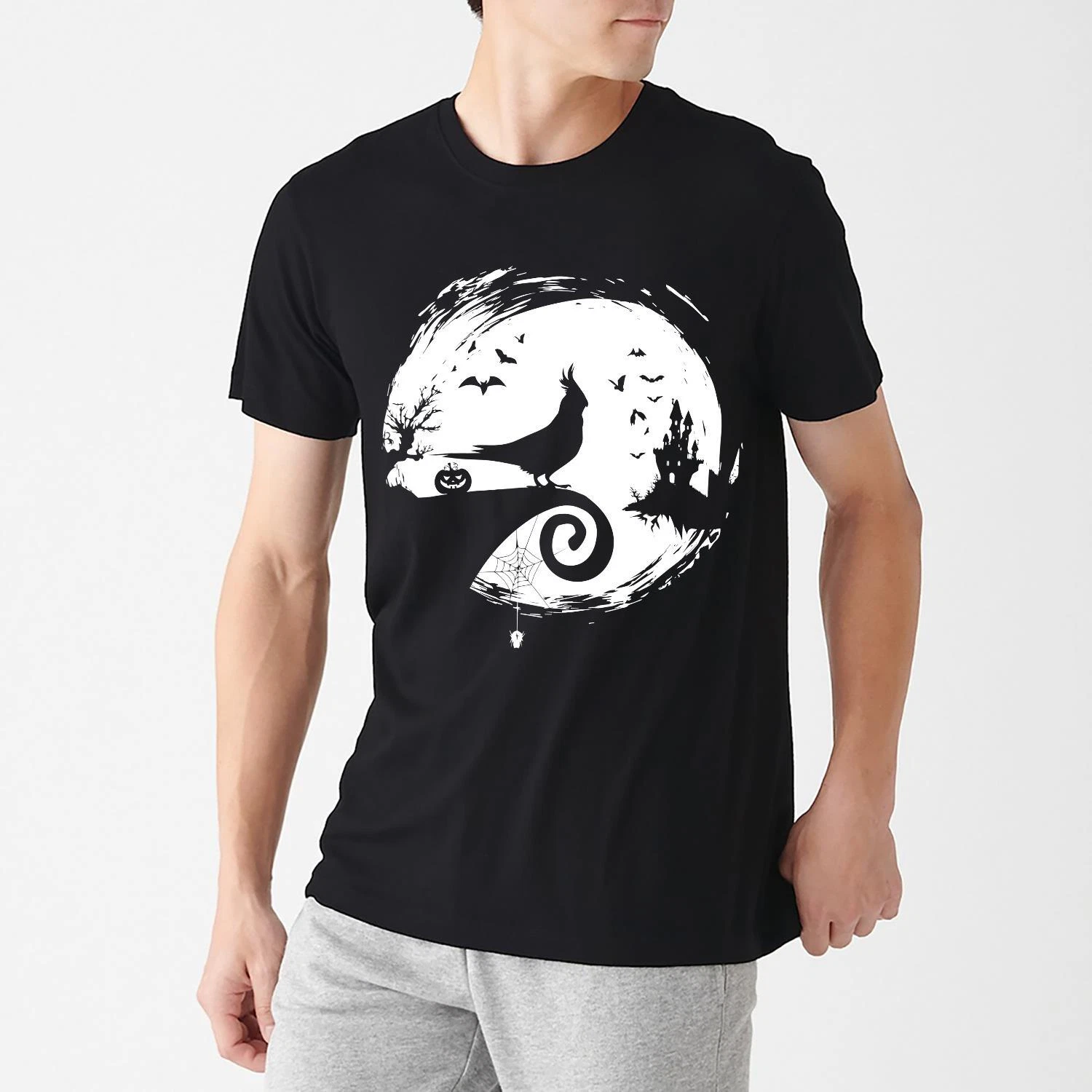 Cockatiel Halloween Costume Moon Silhouette Creepy Vintage T Shirt Men ...