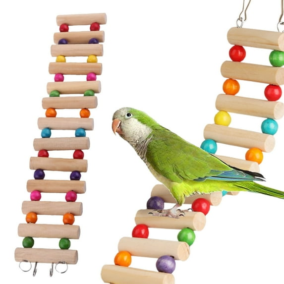 Cockatiel Parrot Ladder, Wooden Ladder with Colorful Beads Steps ...