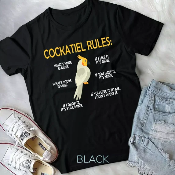 Cockatiel Rules, Funny Cockatiel Owner, Bird, and Parrot Themed Gift ...