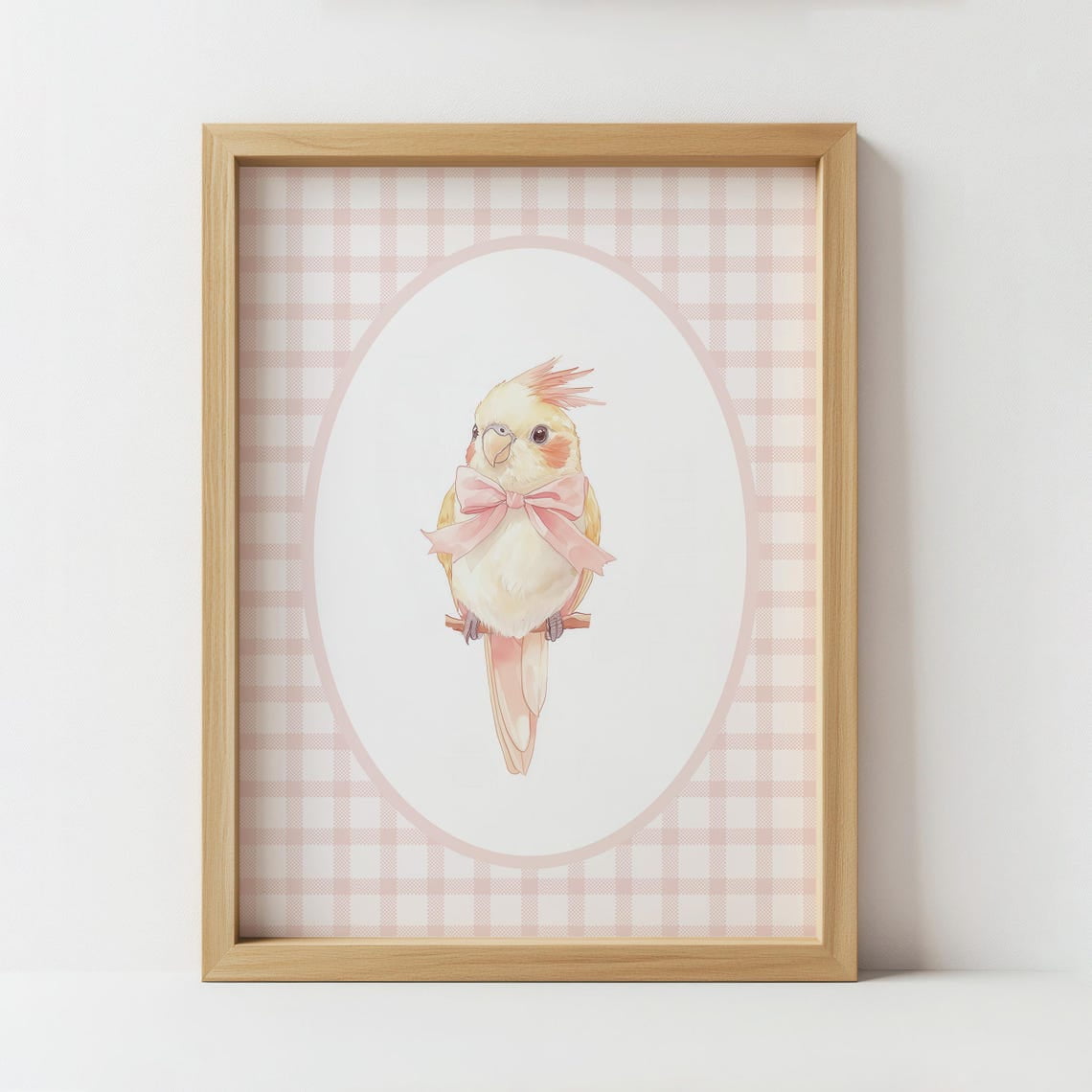 Cockatiel Wall Art, Pink Bow Bird Poster, Girl Nursery Decor, Pet ...