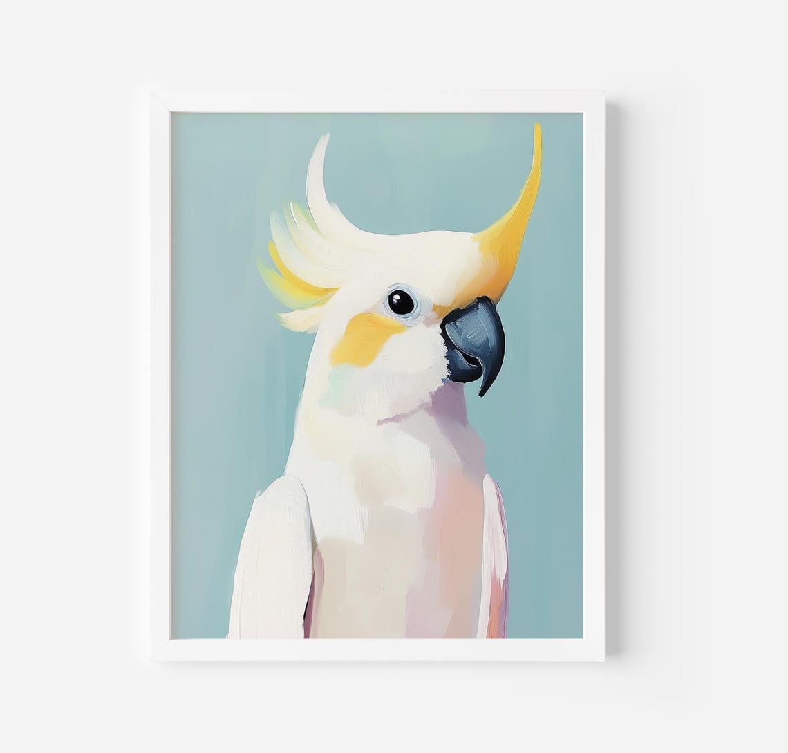 Cockatoo Acrylic : Tropical Bird Wall Art , Parrot poster, Unframed ...