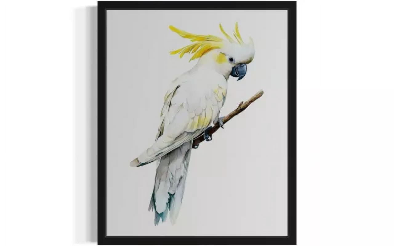 Cockatoo Bird On Branch Watercolor Art Print Poster Wall Art Painting ...