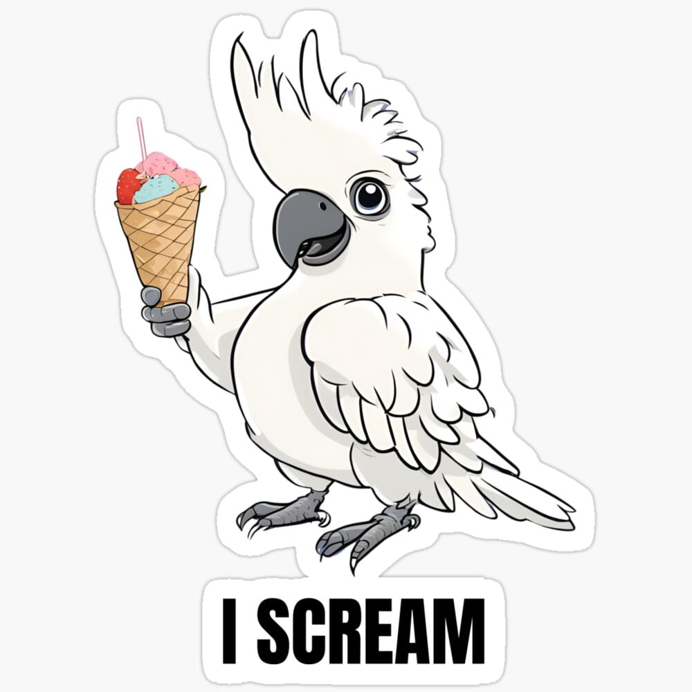 Cockatoo Scream Icecream Sticker Phone Decal Water Bottle Stickers Car ...