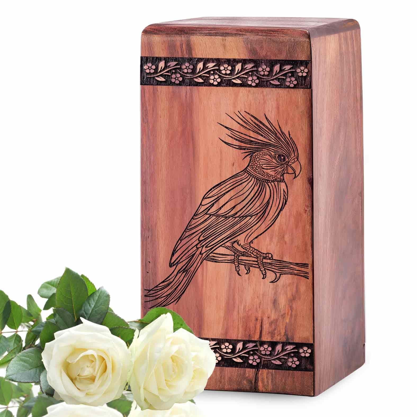 Cockatoo Urn For Human Ashes Adult Female - Wooden Cockatoo Theme Urns ...