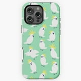 Cockatoos on Green Tropical Bird Art iPhone Case 11 12 13 14 15 16 17 ...