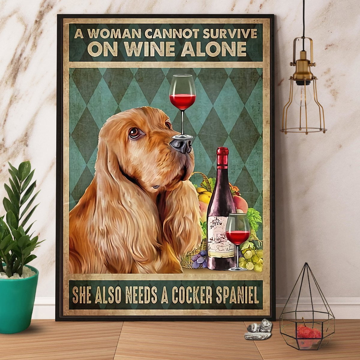 Cocker Spaniel A Woman Cannot Survive On Wine Alone Paper Poster No ...
