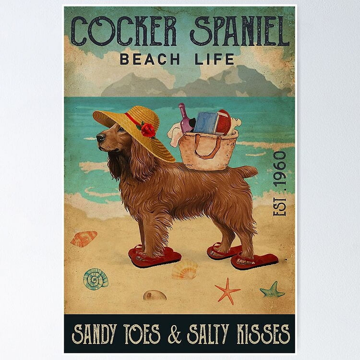 Cocker Spaniel Beach Life Sandy Toes Poster- Unframed Poster | Wall Art ...