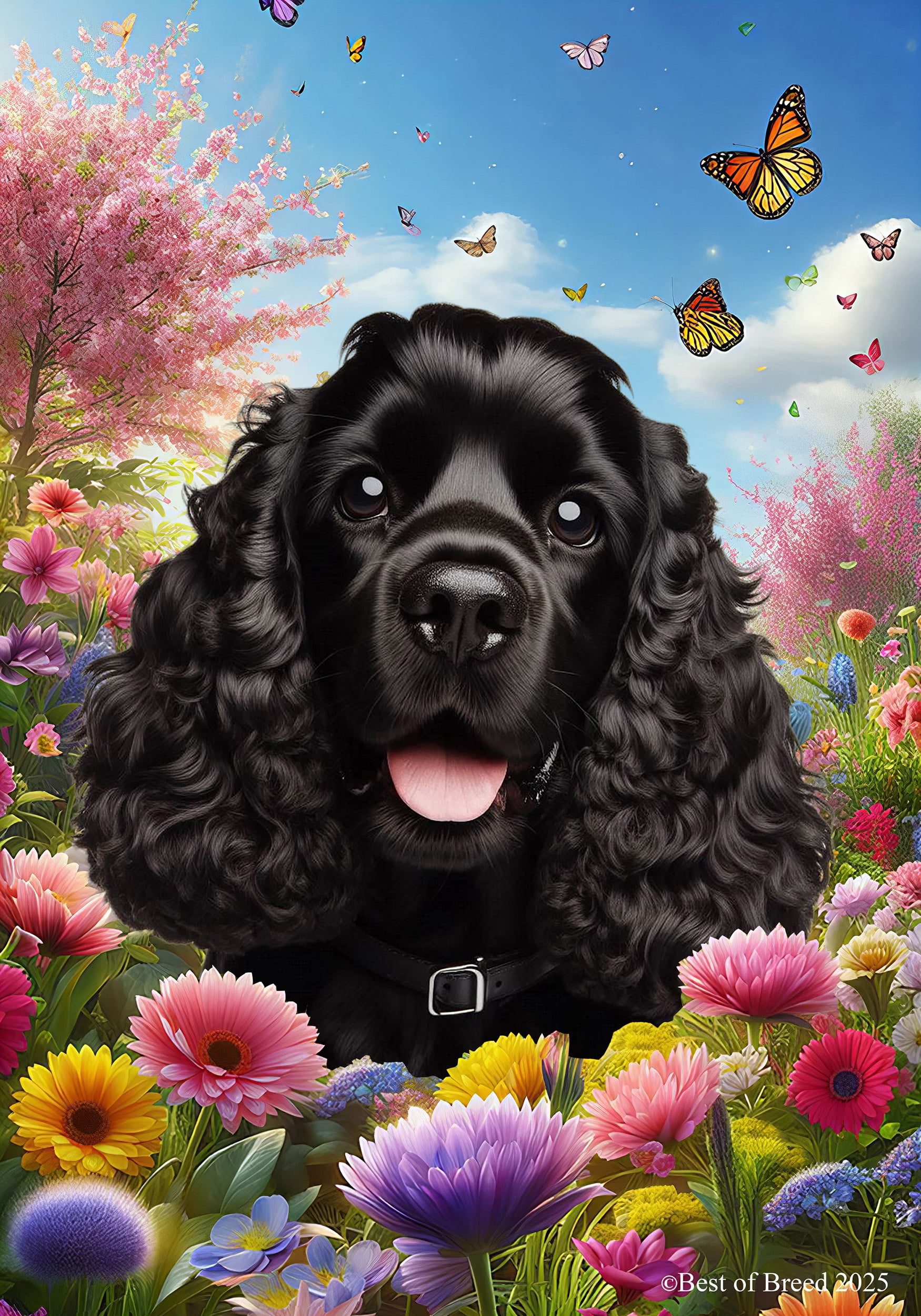 Cocker Spaniel Black - Best of Breed Spring Butterfly Outdoor Garden ...
