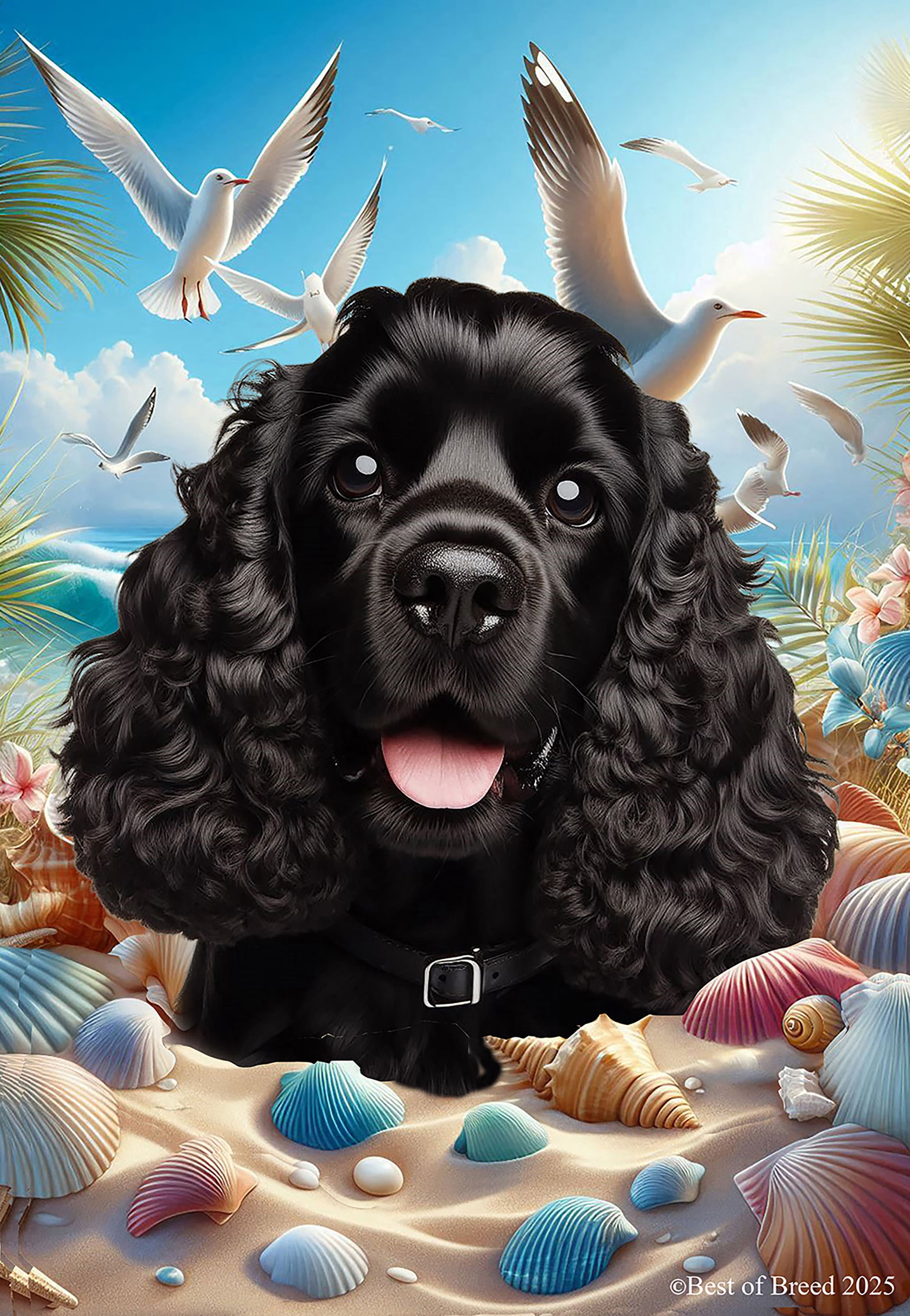 Cocker Spaniel Black - Best of Breed Summer Beach Outdoor Garden Flag ...